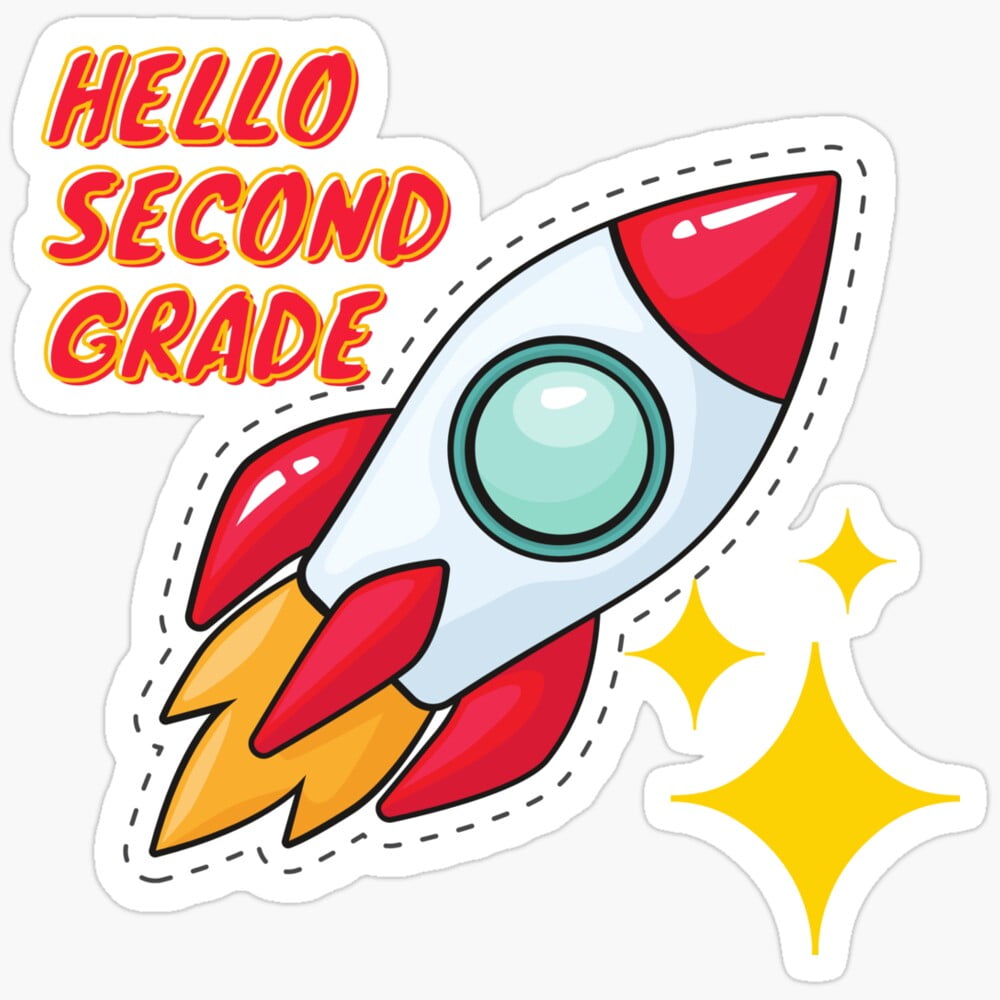 Hello Second Grade Rocket - Kids Back To School Glossy Sticker Phone ...