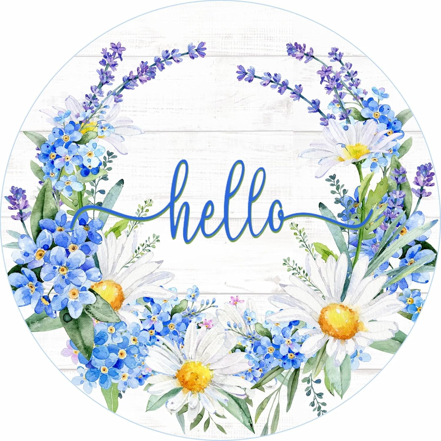 Hello Sign Daisie and Lavender Sign Spring Summer Sign Flowers Sign ...