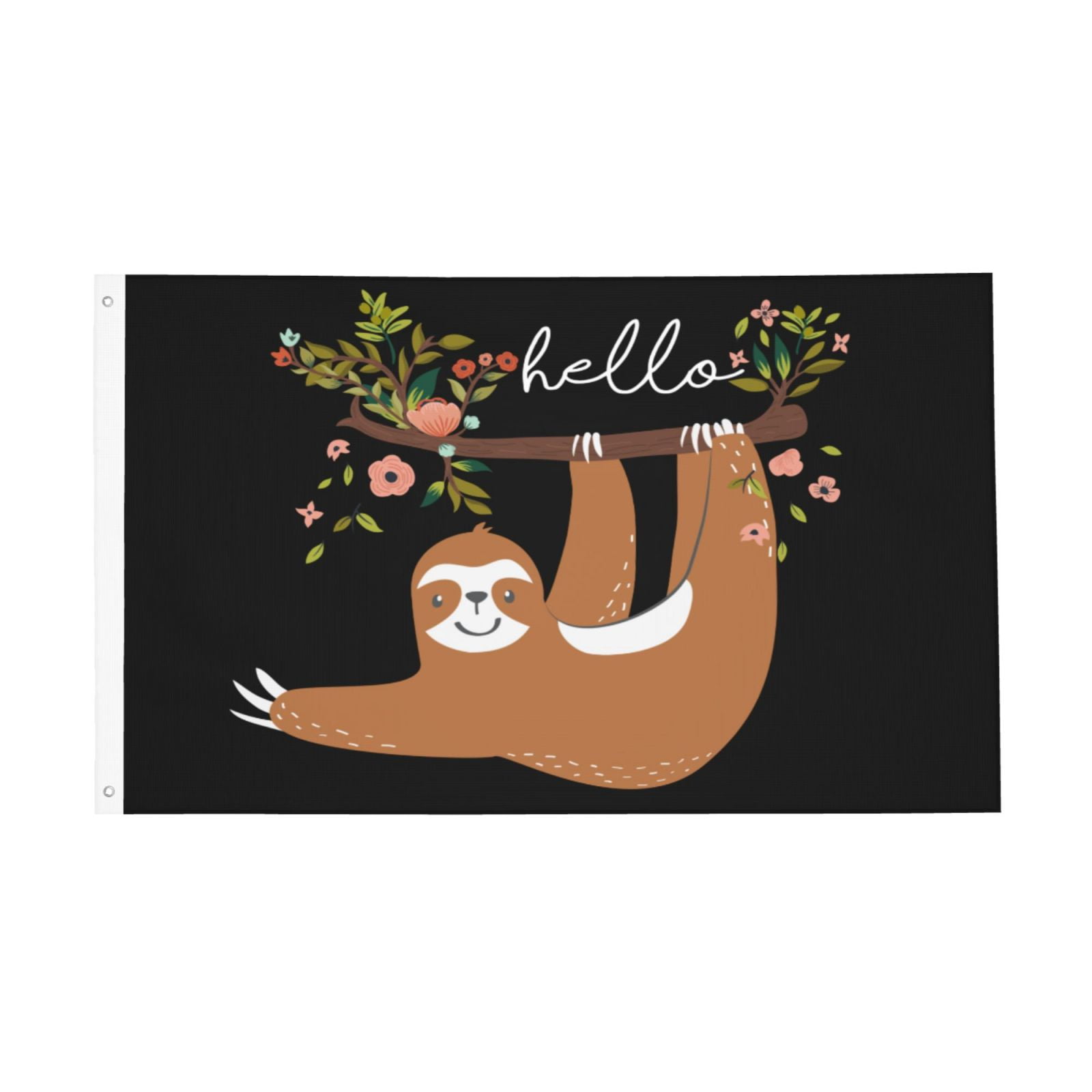 Hello Sloth Flag 3x5 Ft Outdoor Indoor With Grommet Garden Yard Banner ...