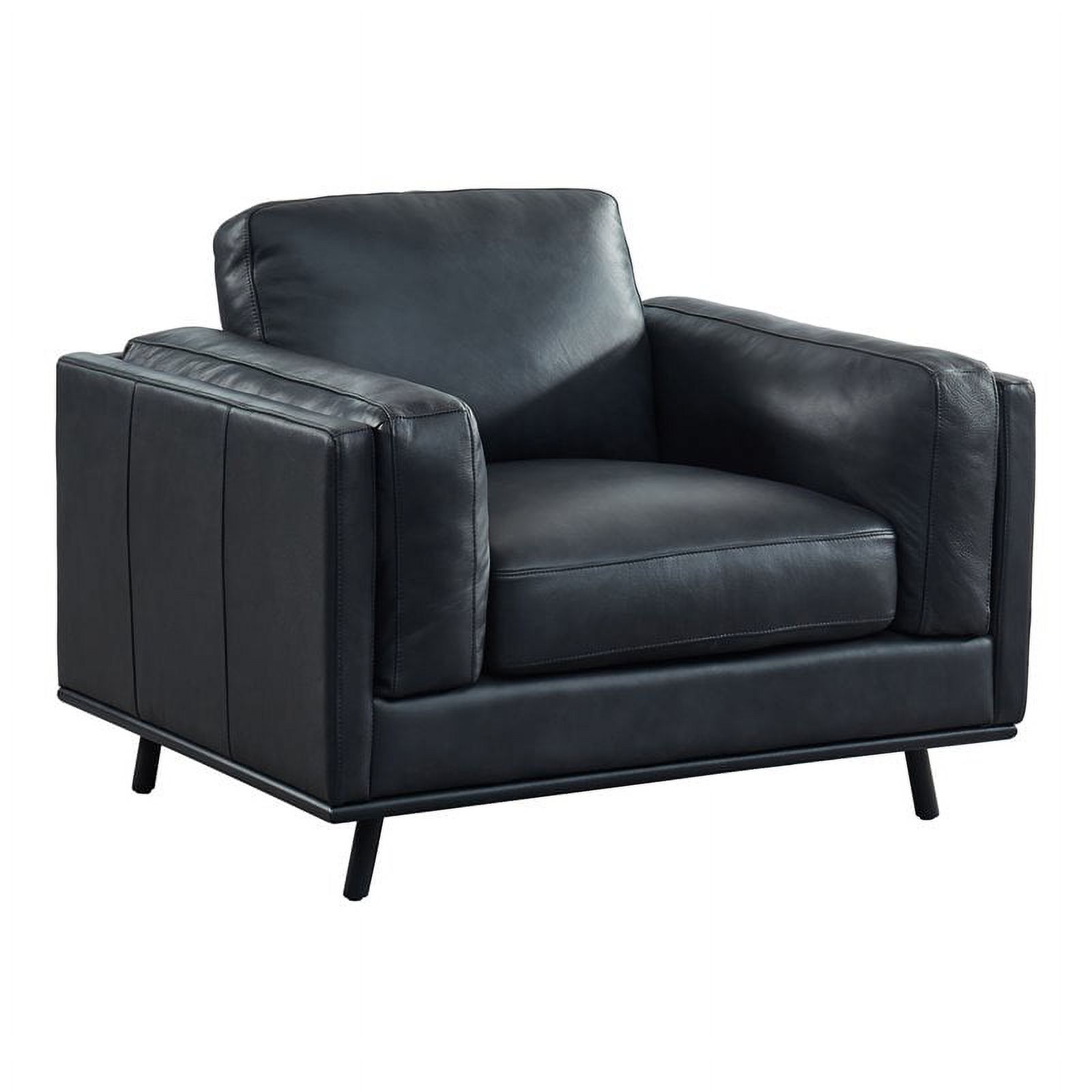 Hello Sofa Home Milano Contemporary Top Grain Leather Armchair in Black ...