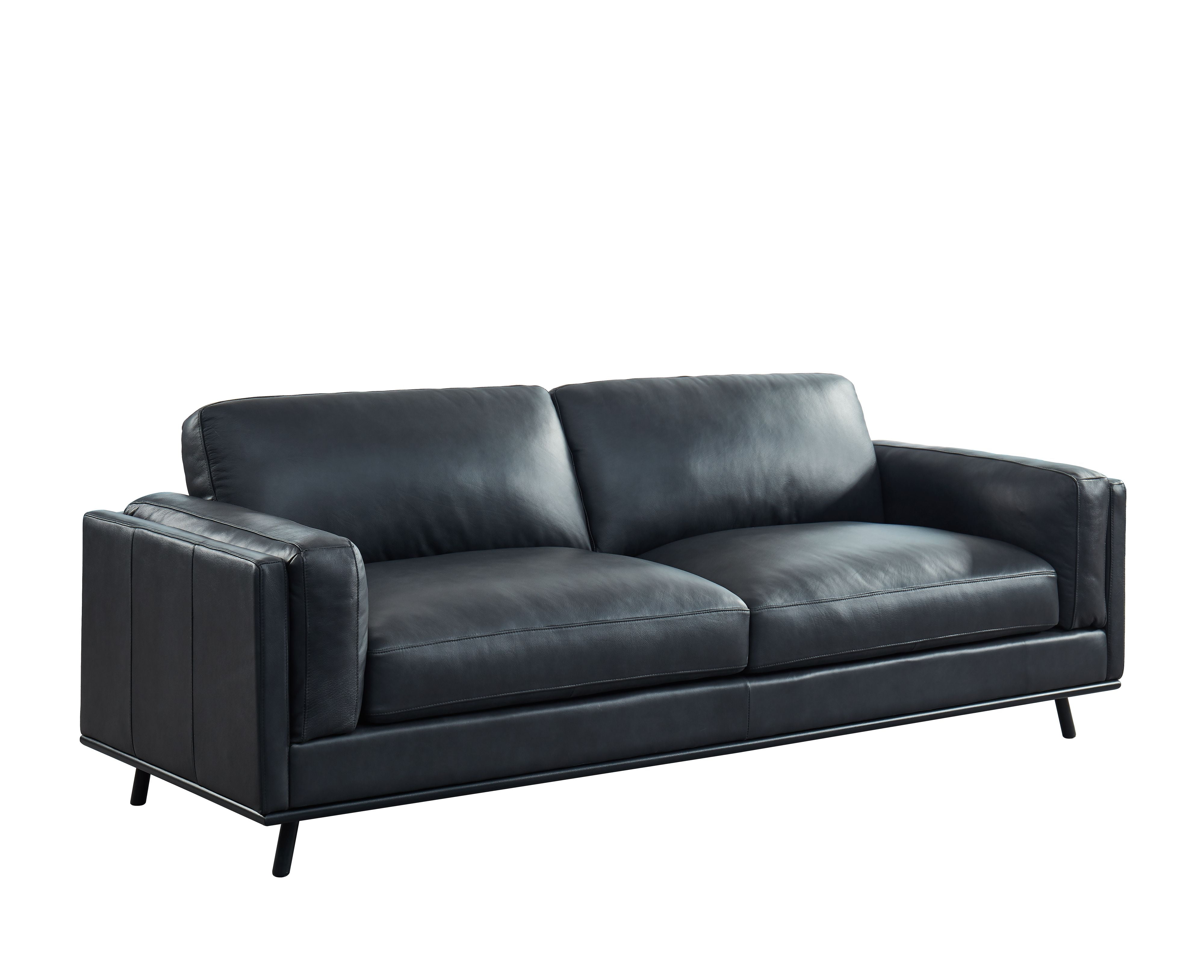 Hello Sofa Home Milano Contemporary Top Grain Leather Sofa in Black ...