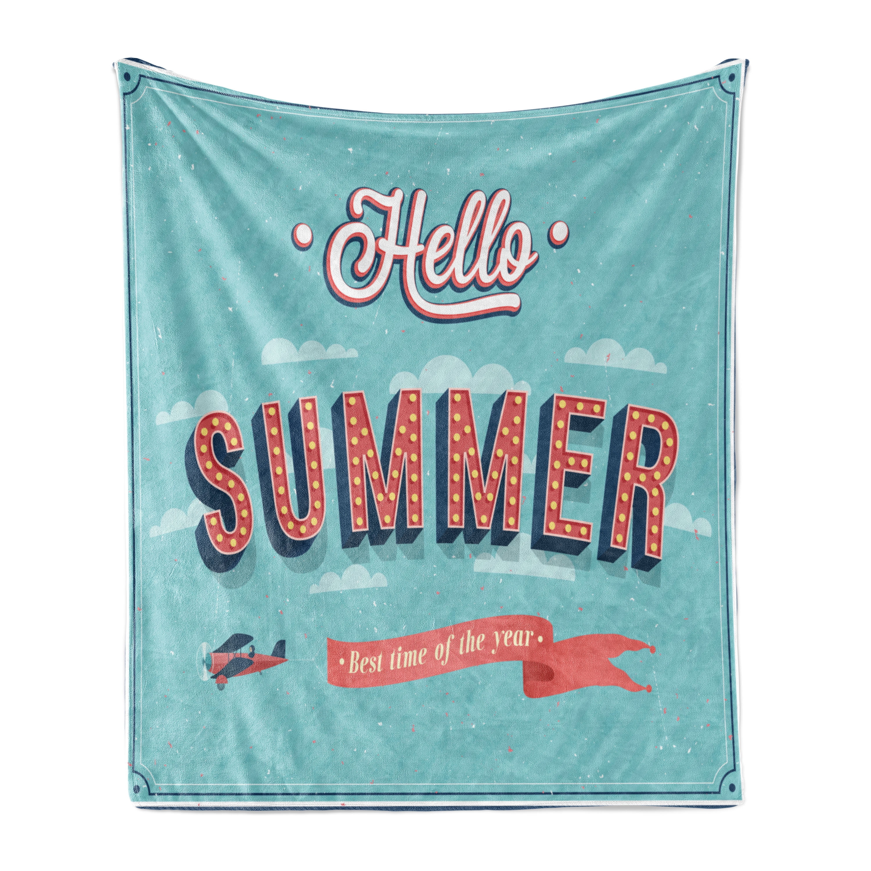 Hello Soft Flannel Fleece Throw Blanket, Vintage Style Summer Inspired ...