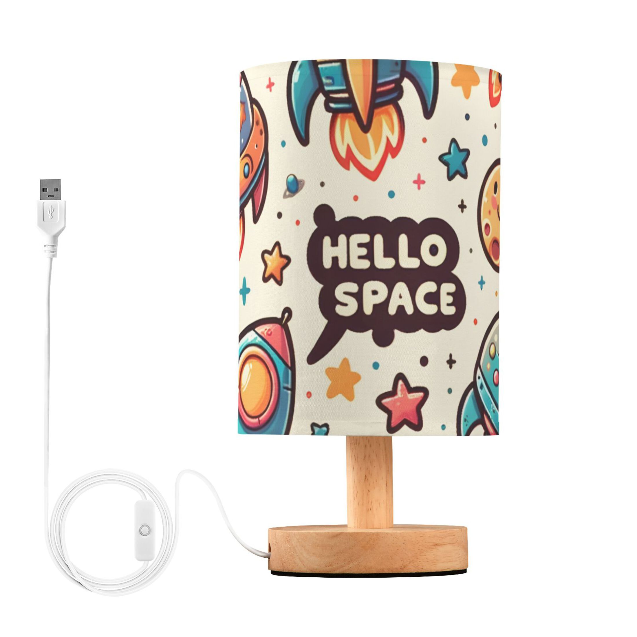 Hello Space Spaceship Star Bedside Desk Lamp LED Table Nightstand Lamps ...