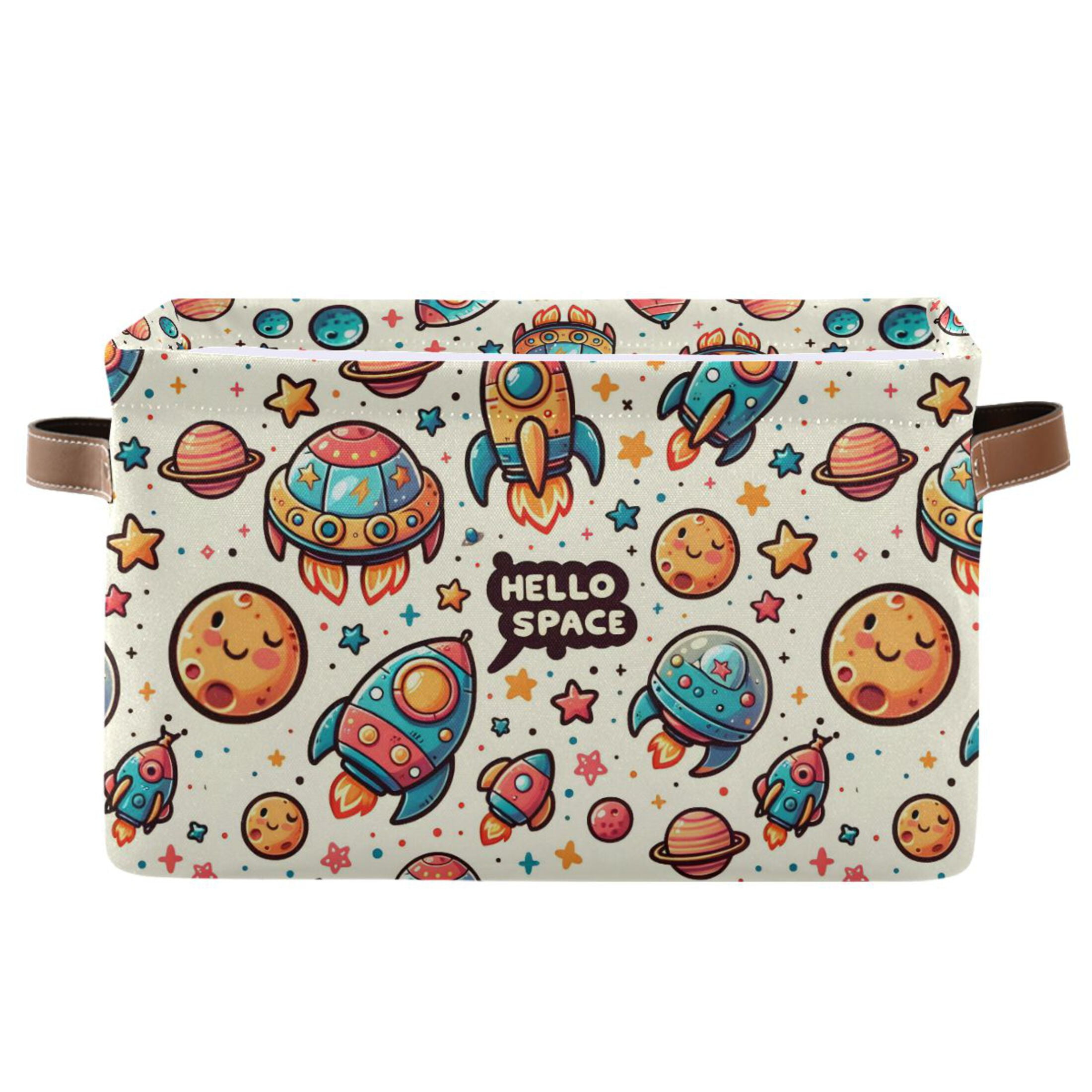 Hello Space Spaceship Star Storage Bins with Handle Fabric Organizer ...