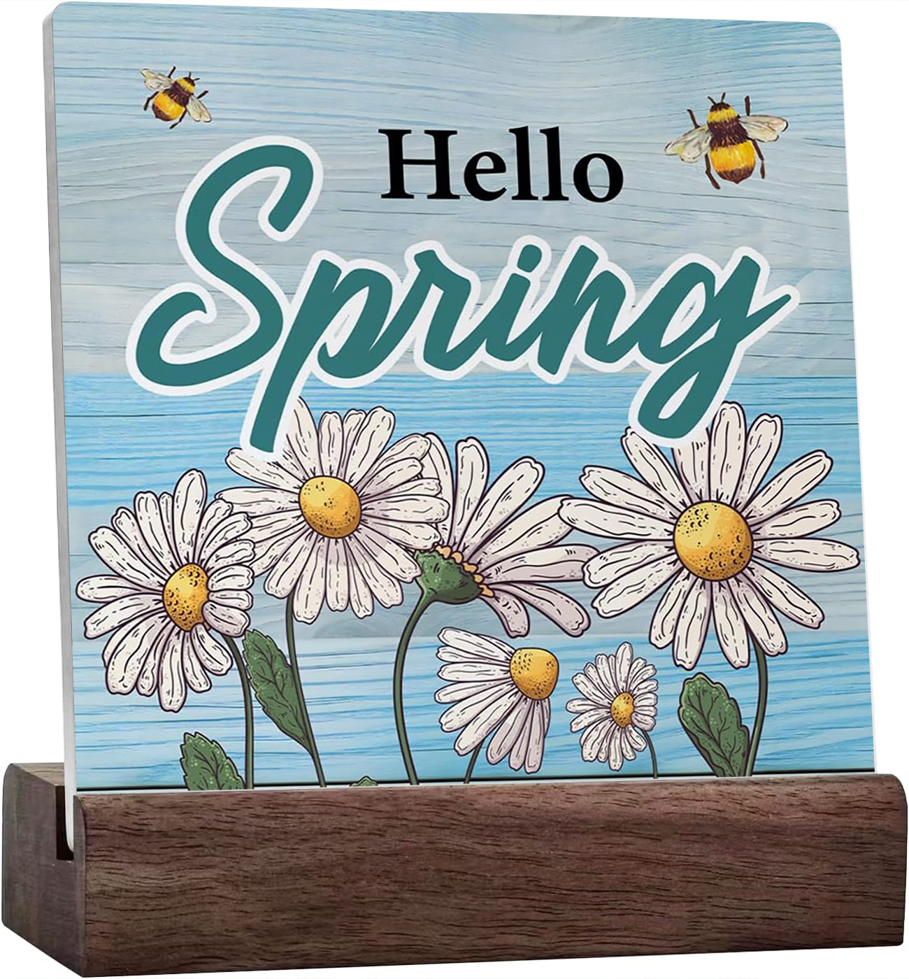 Hello Spring Ceramic Table Plaque Spring Block Desk Decor,Funny Spring ...