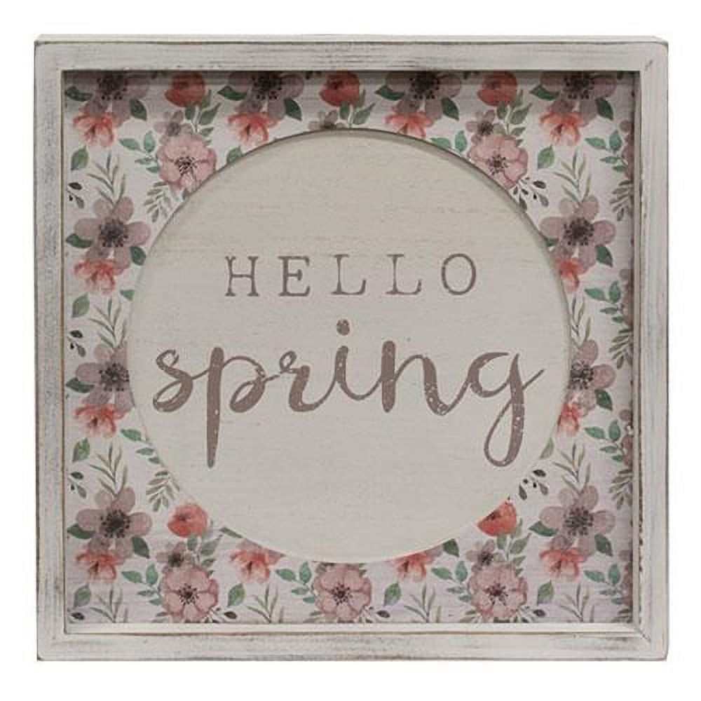 *Hello Spring Cutout Floral Inset Box Sign - Walmart.com