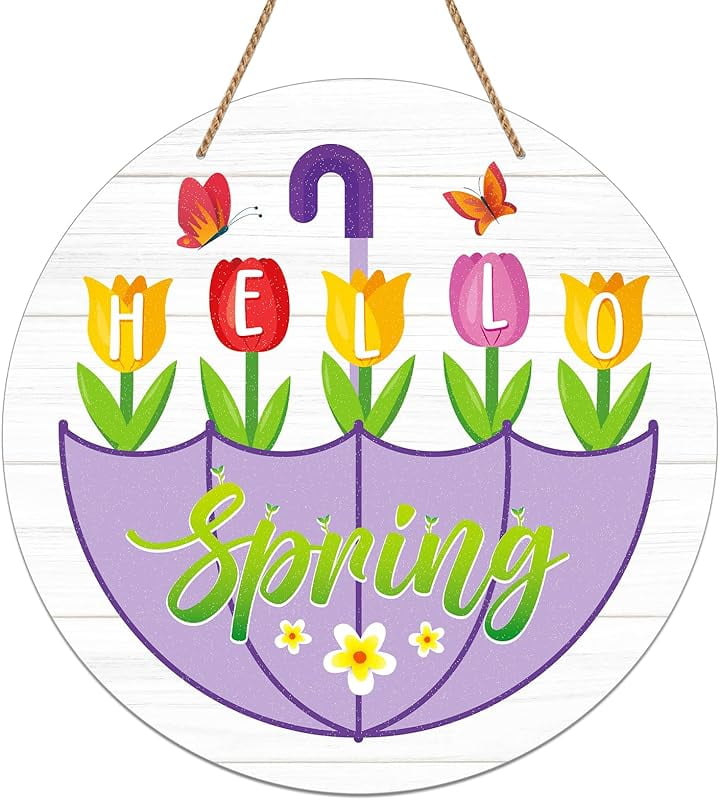 Hello Spring Door Decorations 12" Welcome Spring Door Decorations Sign ...