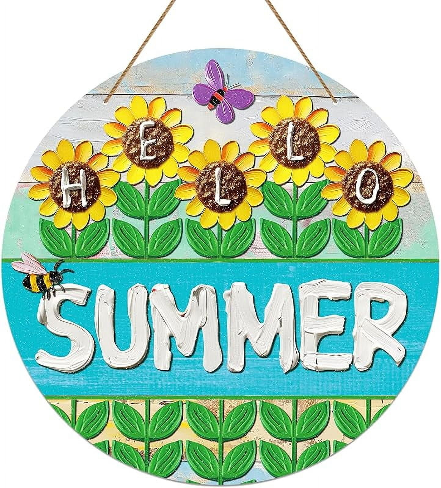 Hello Spring Door Sign 12" Welcome Sign Front Door Colorful Flowers ...