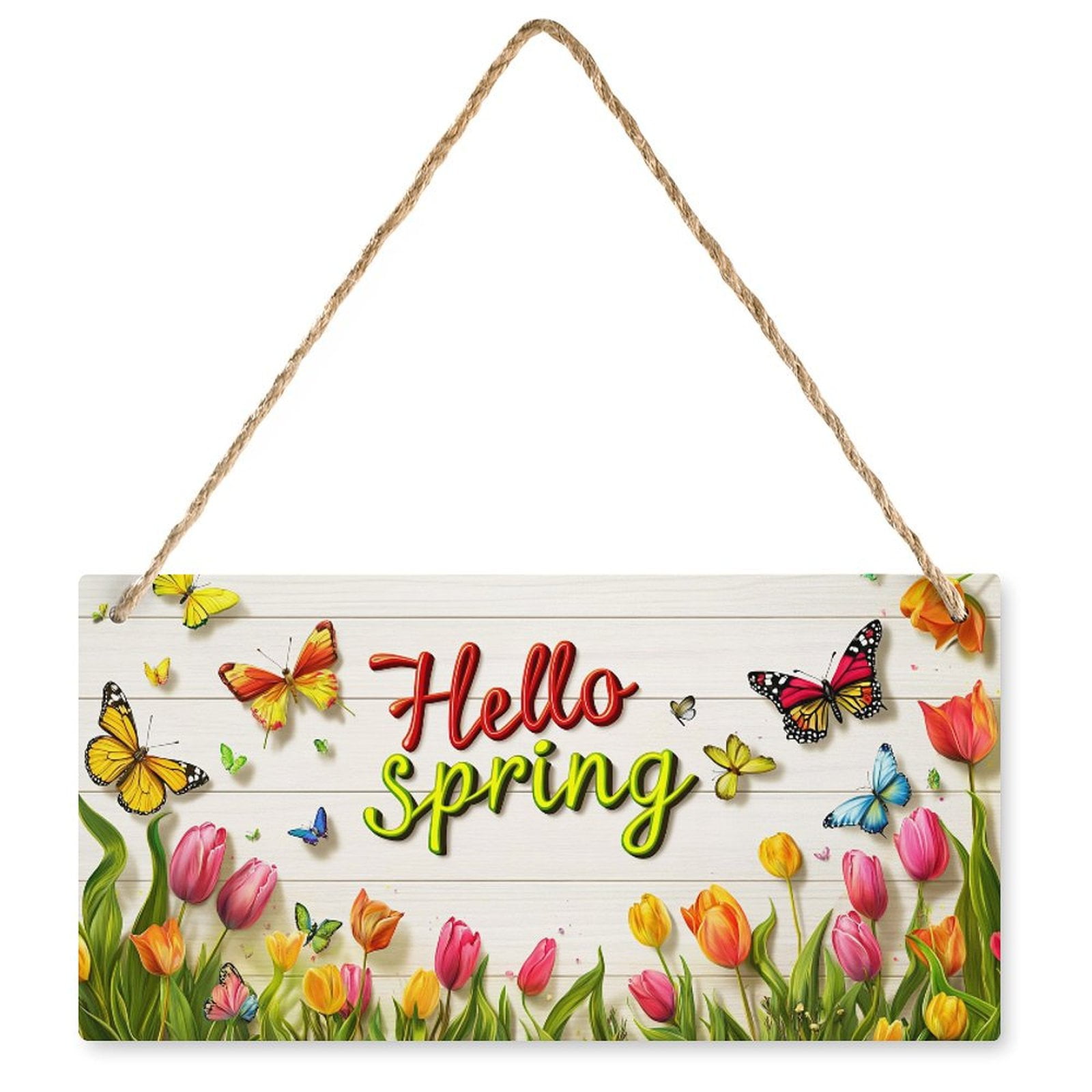 Hello Spring Door Sign for Front Door Hanging Hello Spring Door ...