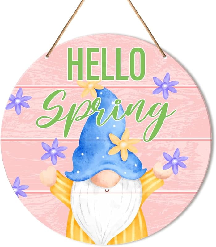 Hello Spring Door Sign, Spring Welcome Sign for Front Door Floral ...