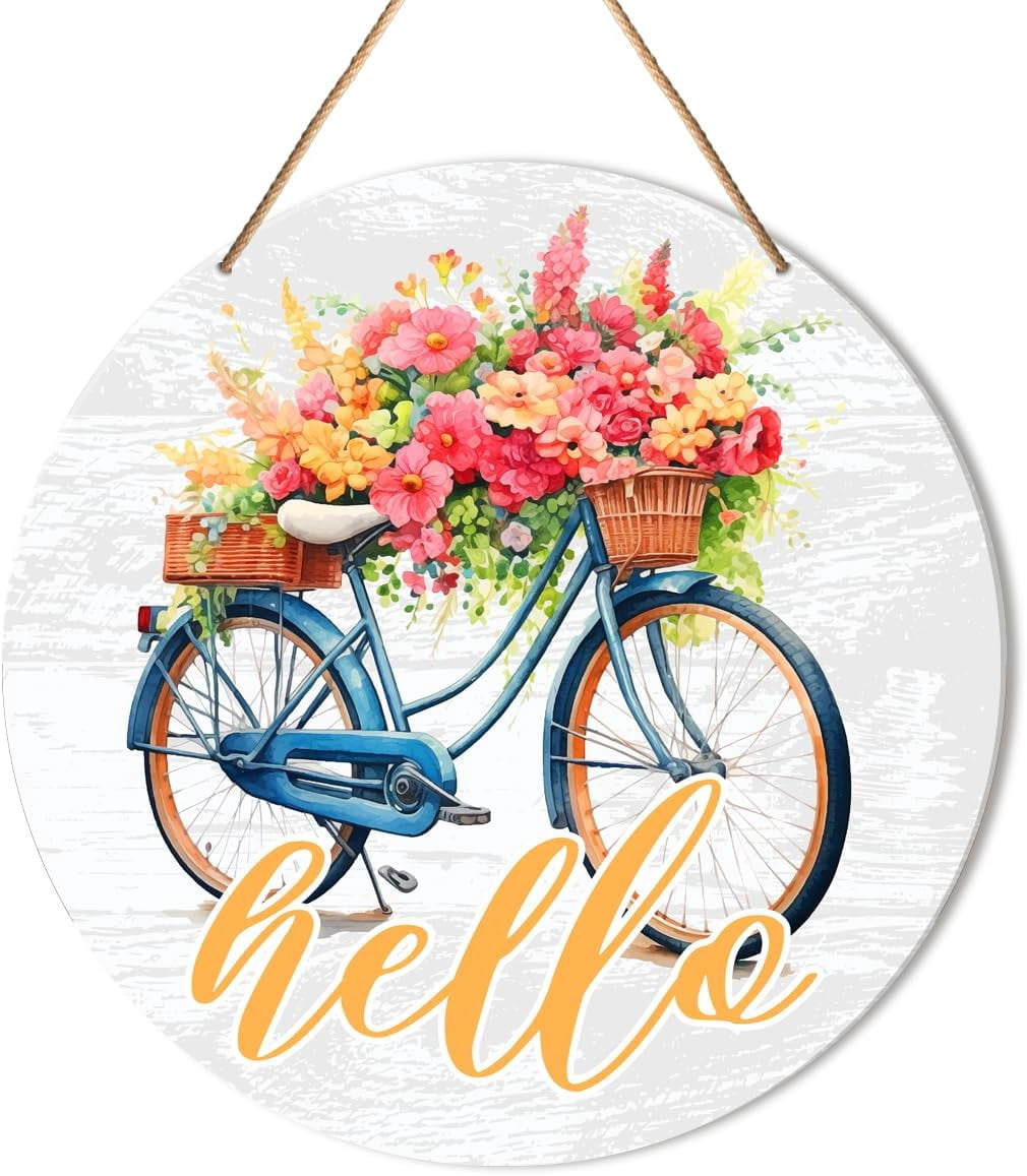 Hello Spring Door Sign, Spring Welcome Sign for Front Door Spring ...