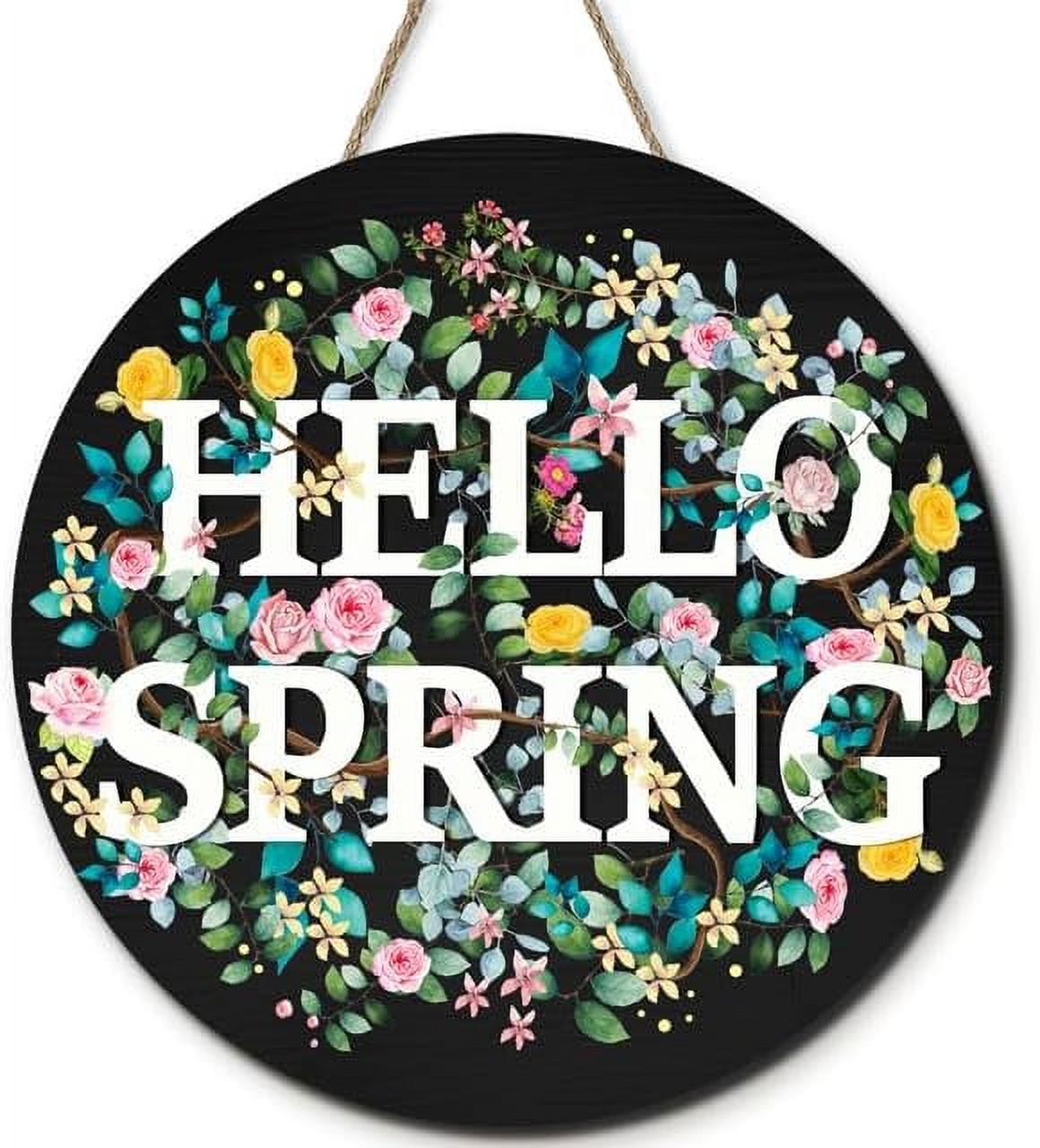 Hello Spring Door Sign Welcome Door Sign Round Decorative Wall Sign ...