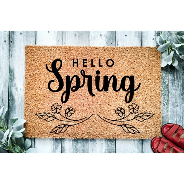 Hello Spring Doormat | Love Spring Welcome Mat | Springtime Door Mat ...