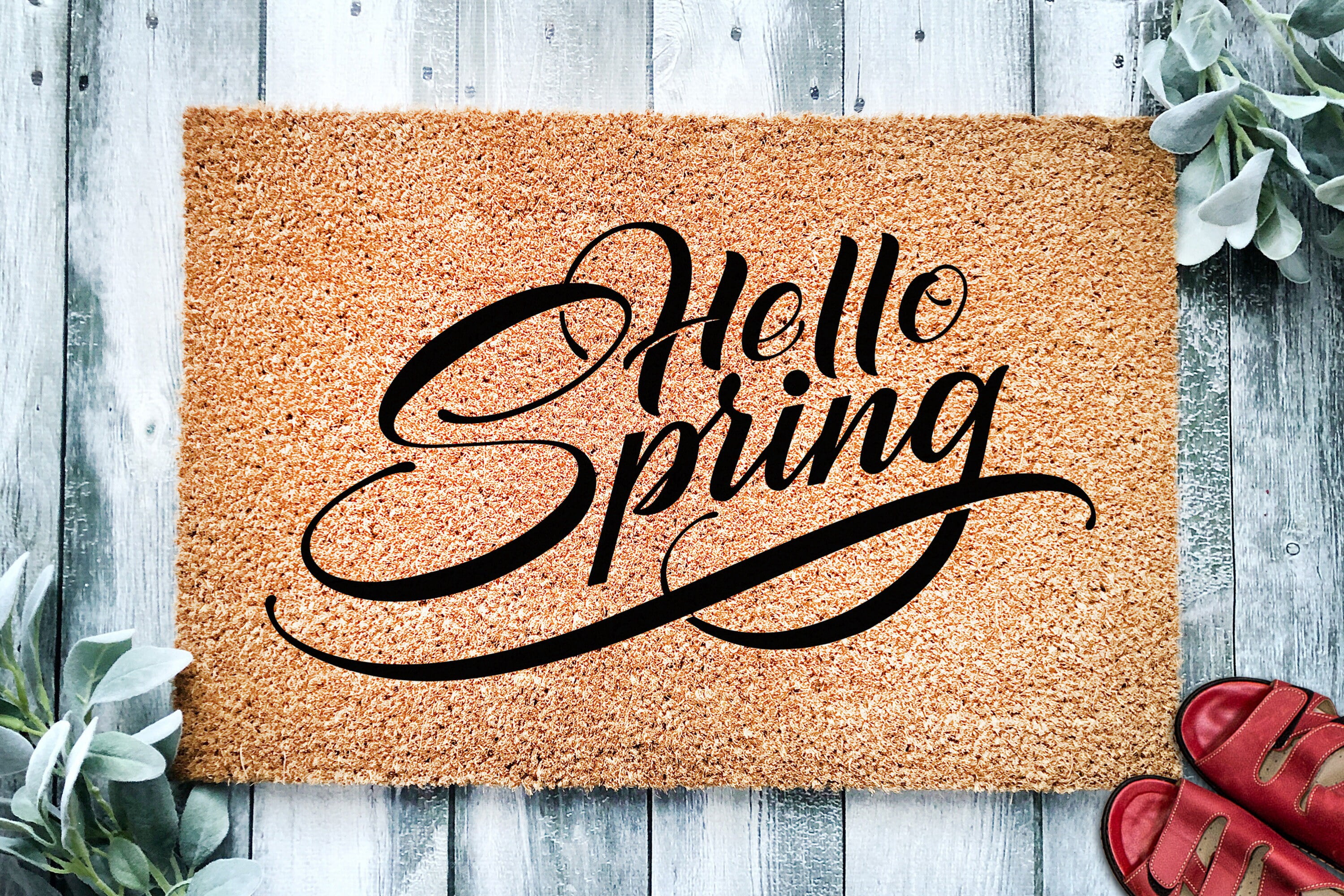 Hello Spring Doormat | Love Spring Welcome Mat | Springtime Door Mat ...
