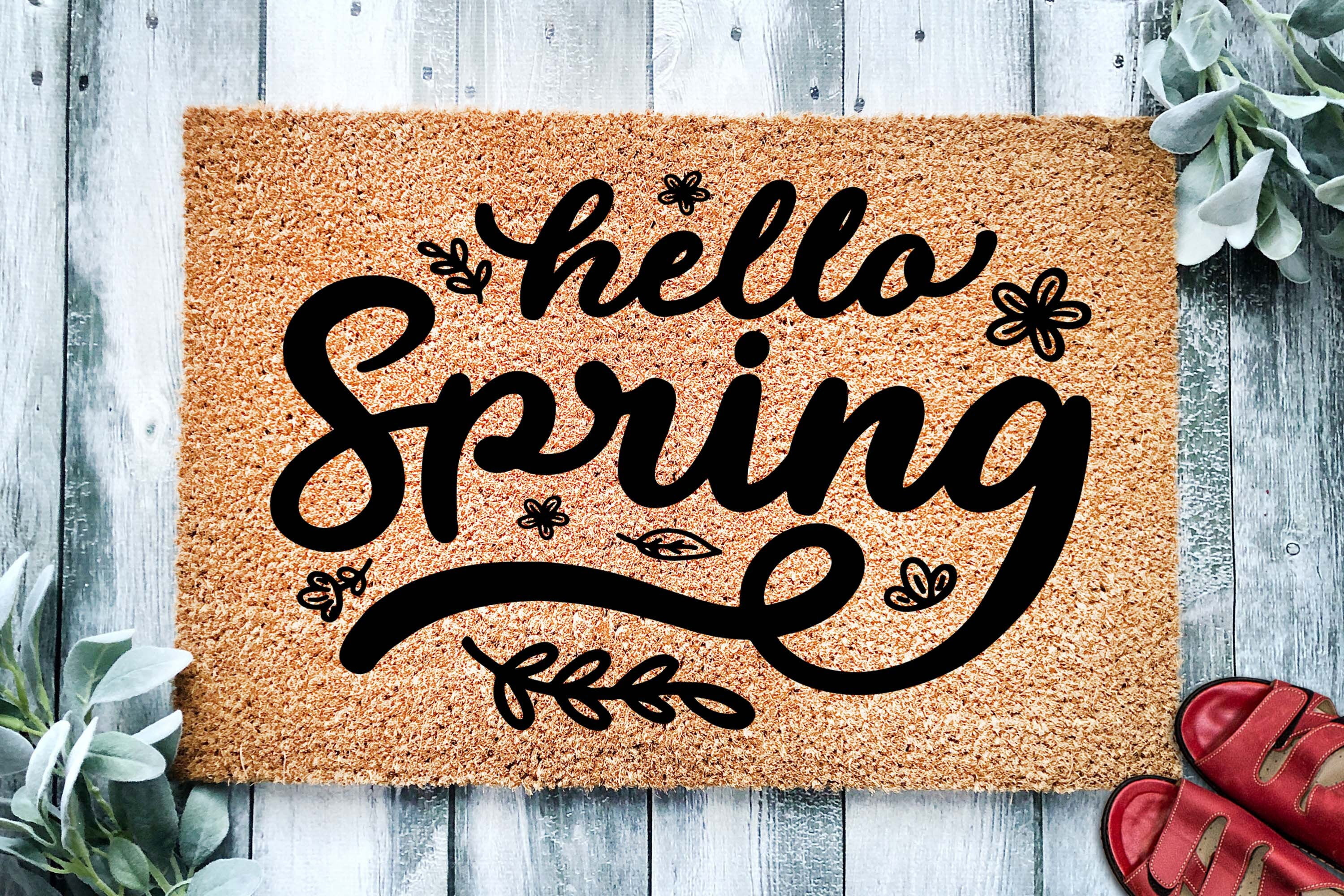 Hello Spring Doormat | Love Spring Welcome Mat | Springtime Door Mat ...