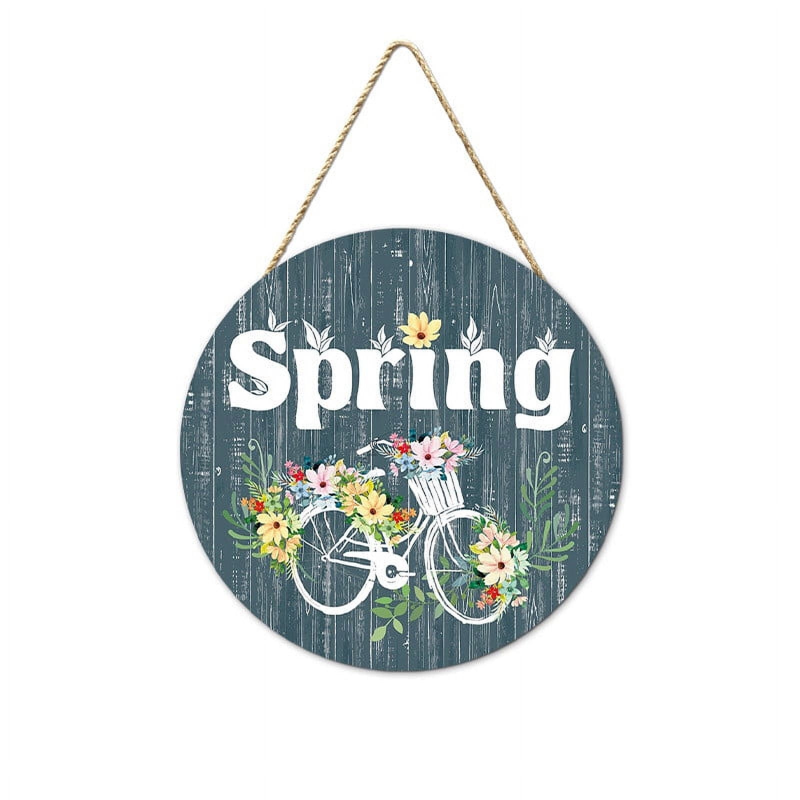 Hello Spring Farmhouse Sign for Front Door Decor, Flowers Pickup Wood ...