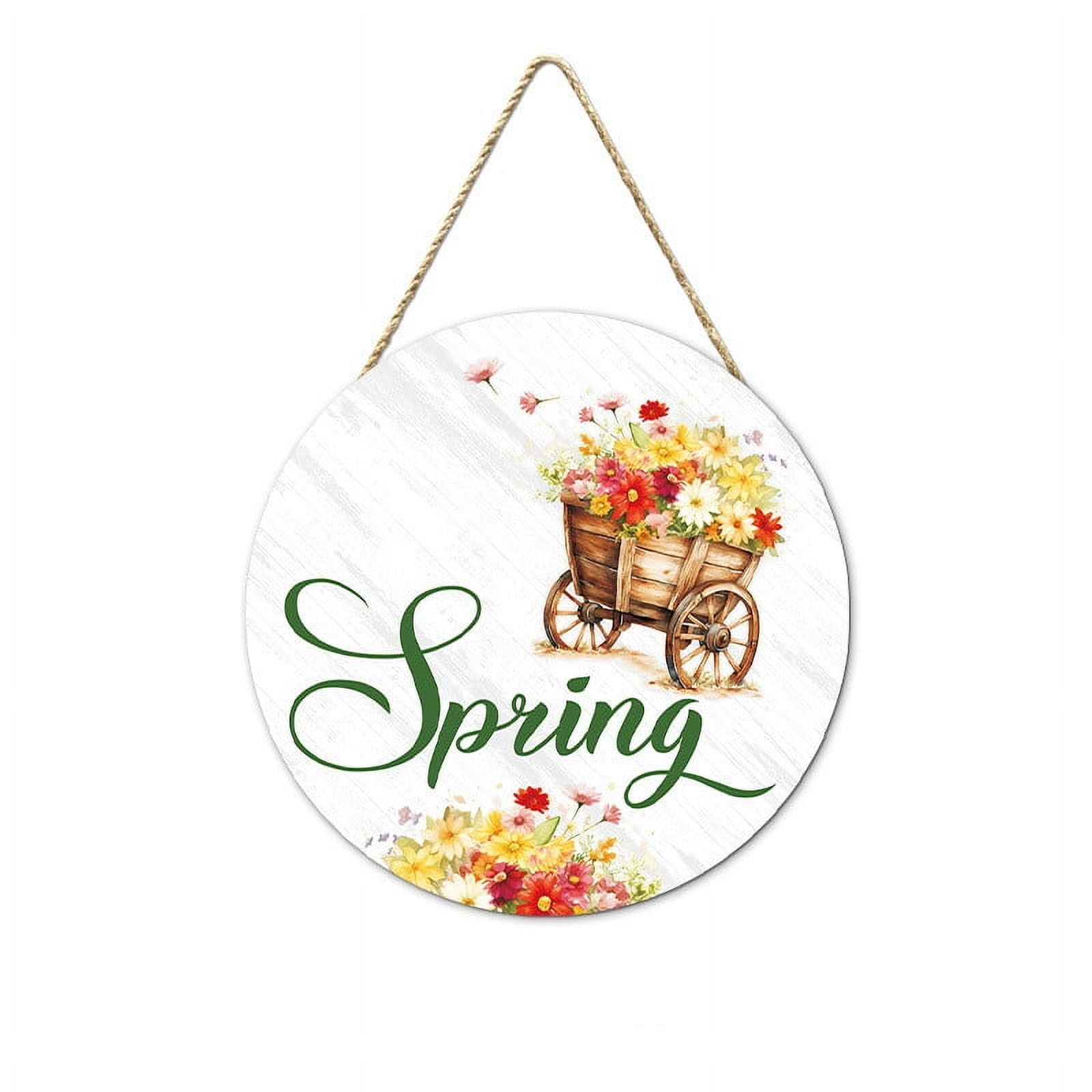 Hello Spring Farmhouse Sign for Front Door Decor, Flowers Pickup Wood ...