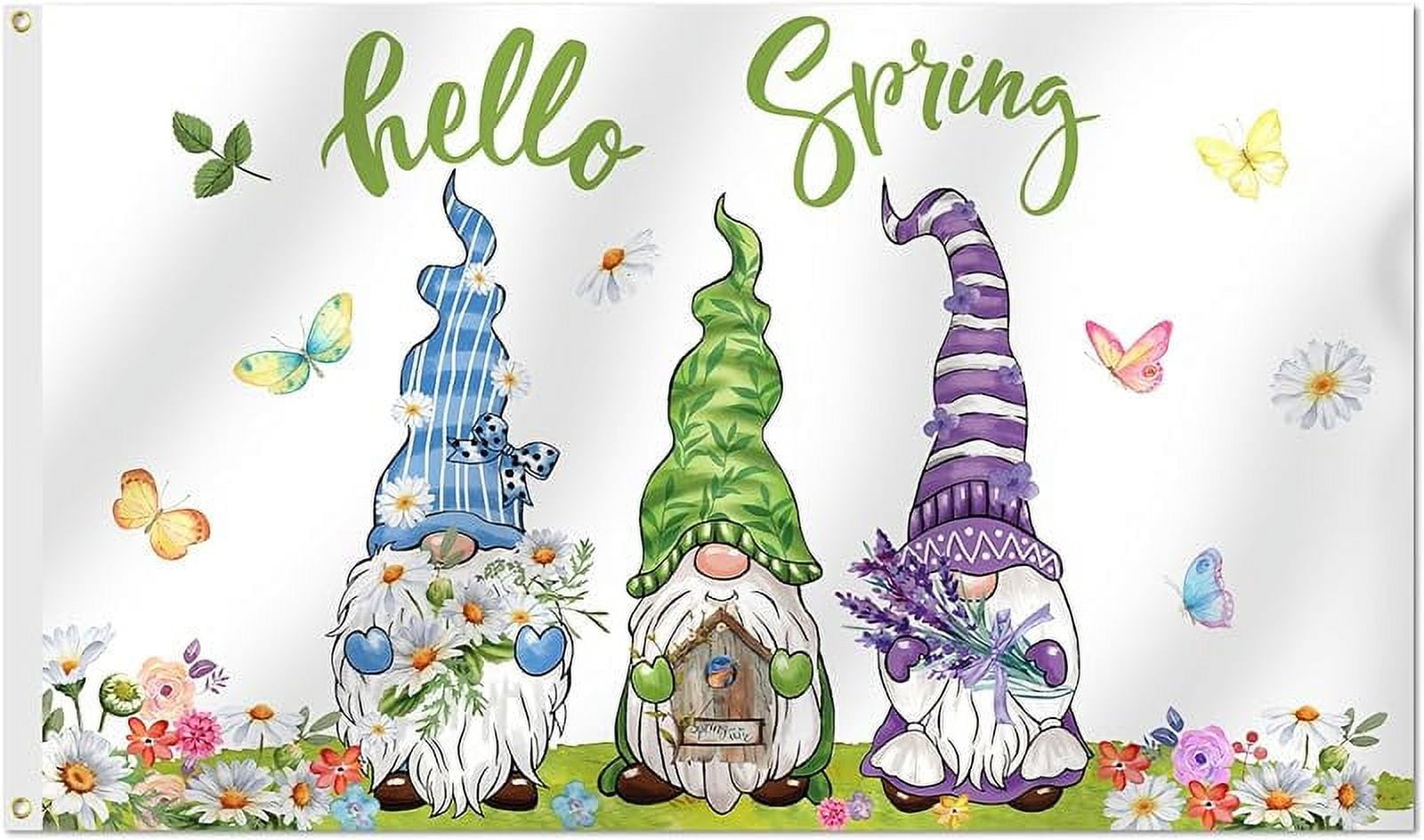 Hello Spring Flag 3x5 Ft Double Sided, Spring Shamrock Coin Clovers ...