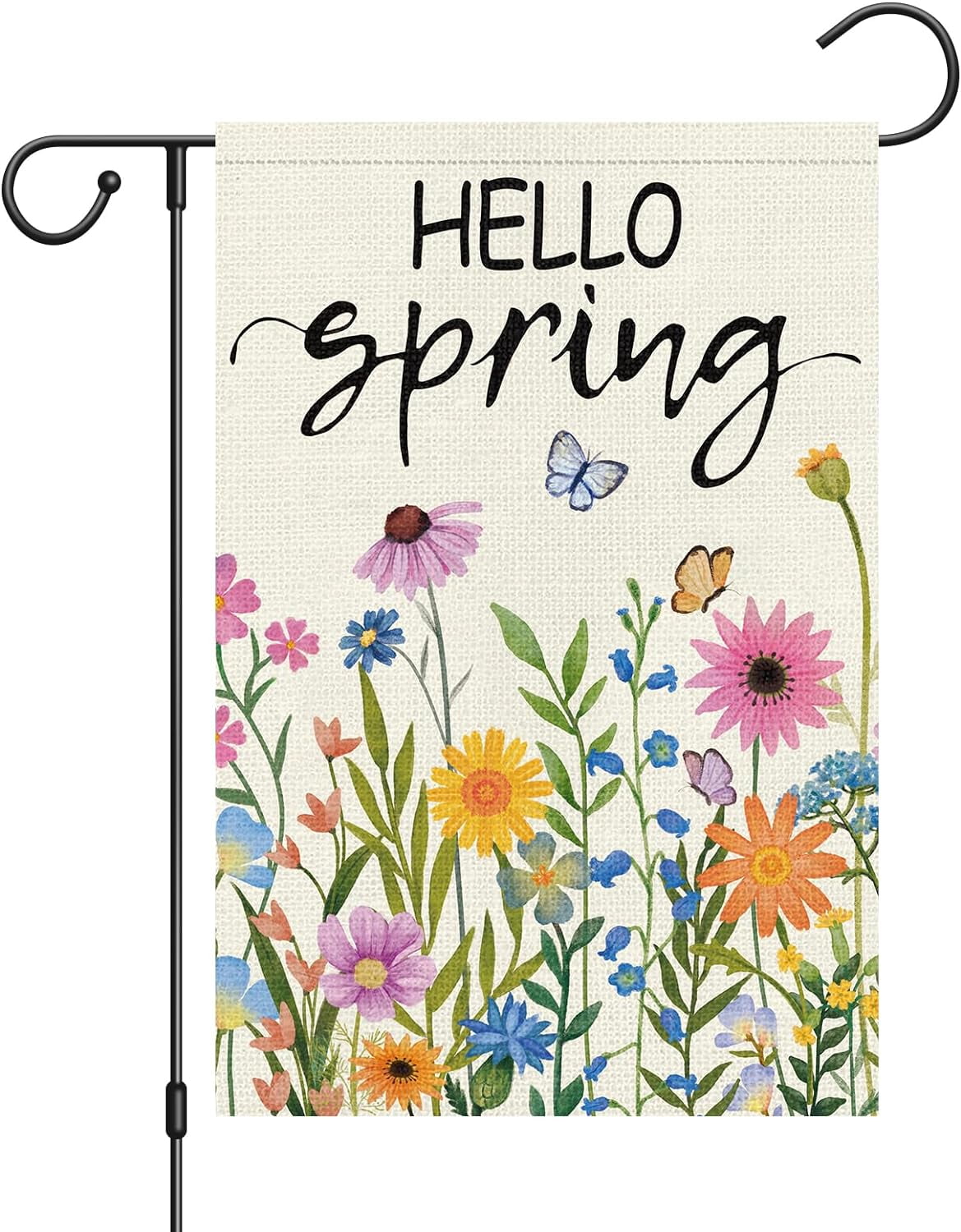 Hello Spring Floral Garden Flag for Outside, Double Sided Small ...