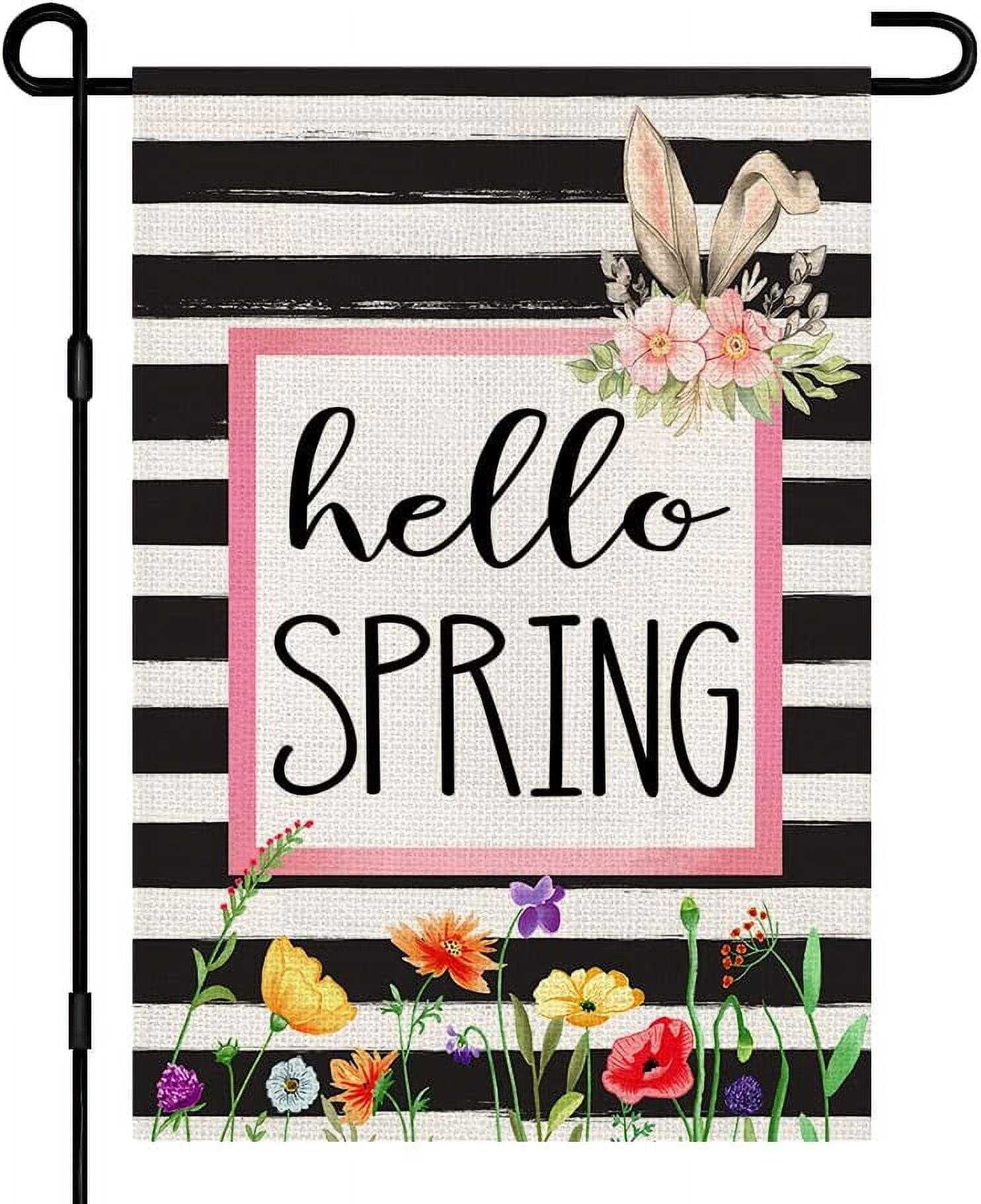 Hello Spring Flower Garden Flag Double Sided Outside, Seasonal Floral ...