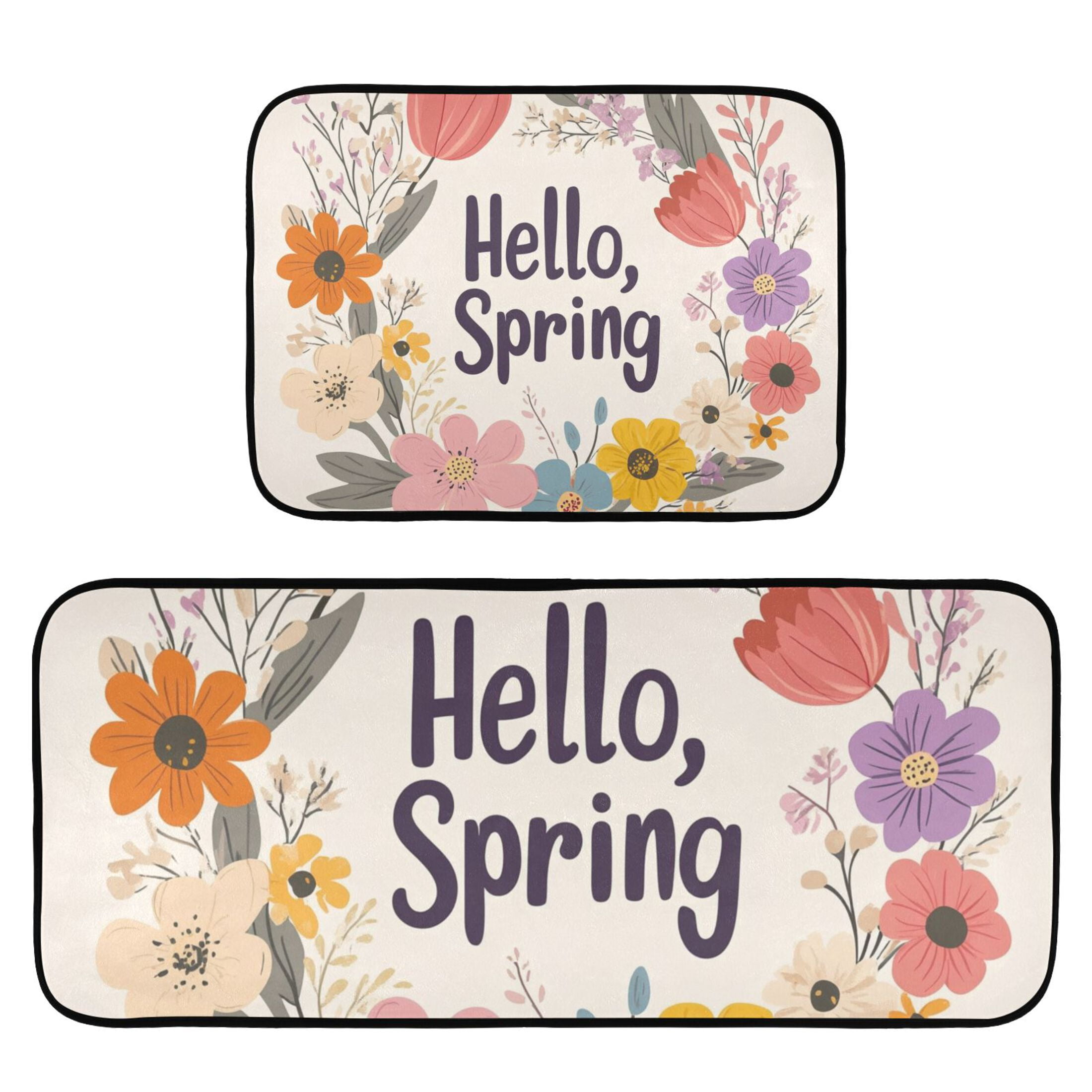 Hello Spring Flowers Pastel Color Rug Carpets Floor Mats Non-slip Water ...