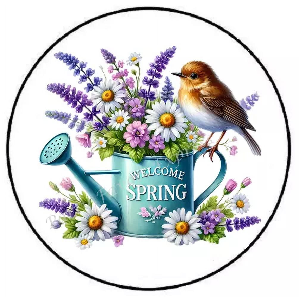 Hello Spring Flowers In Watering Can Sticker Party Favors Sticker ...