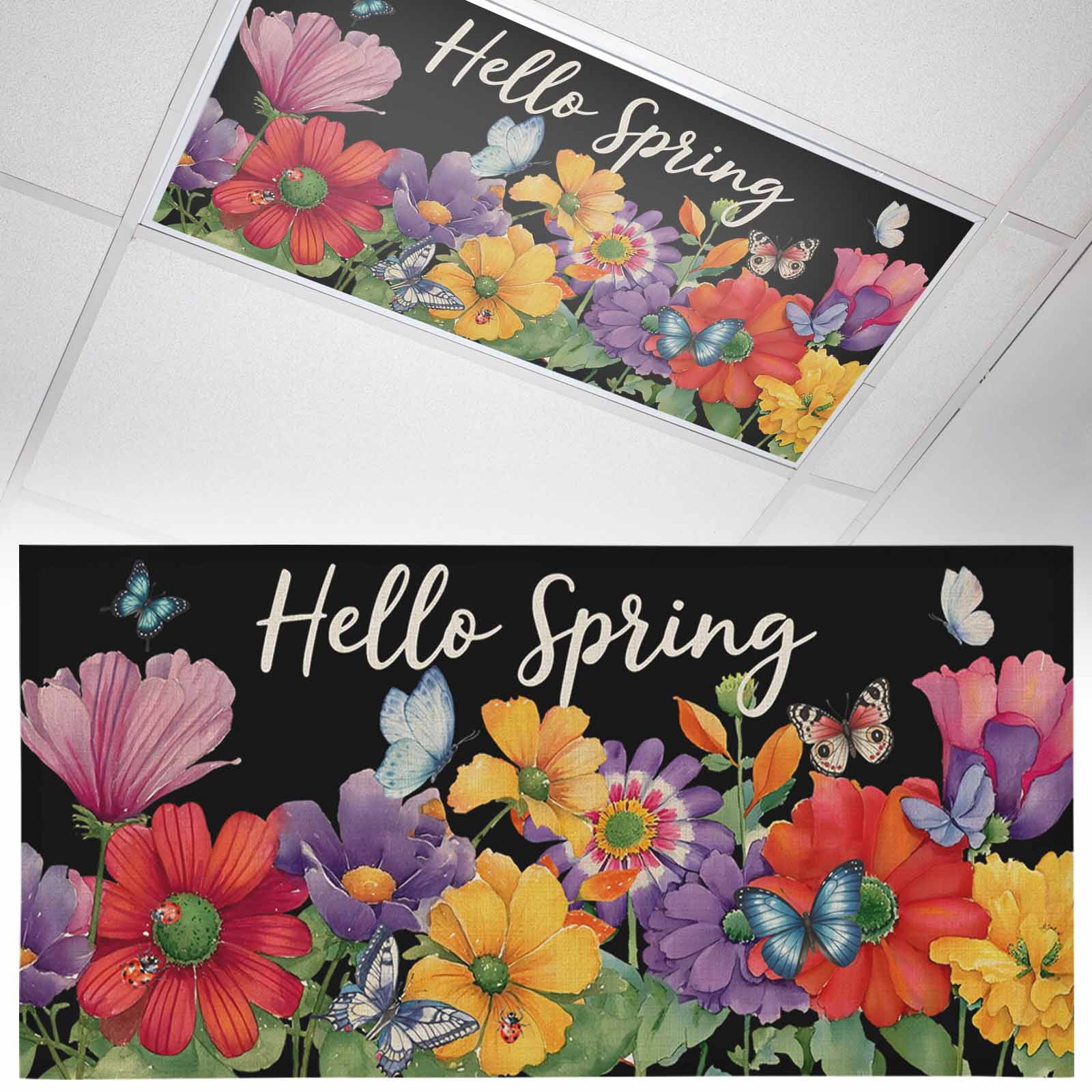 Hello Spring Fluorescent Light Covers Red Yellow Purple Flower ...