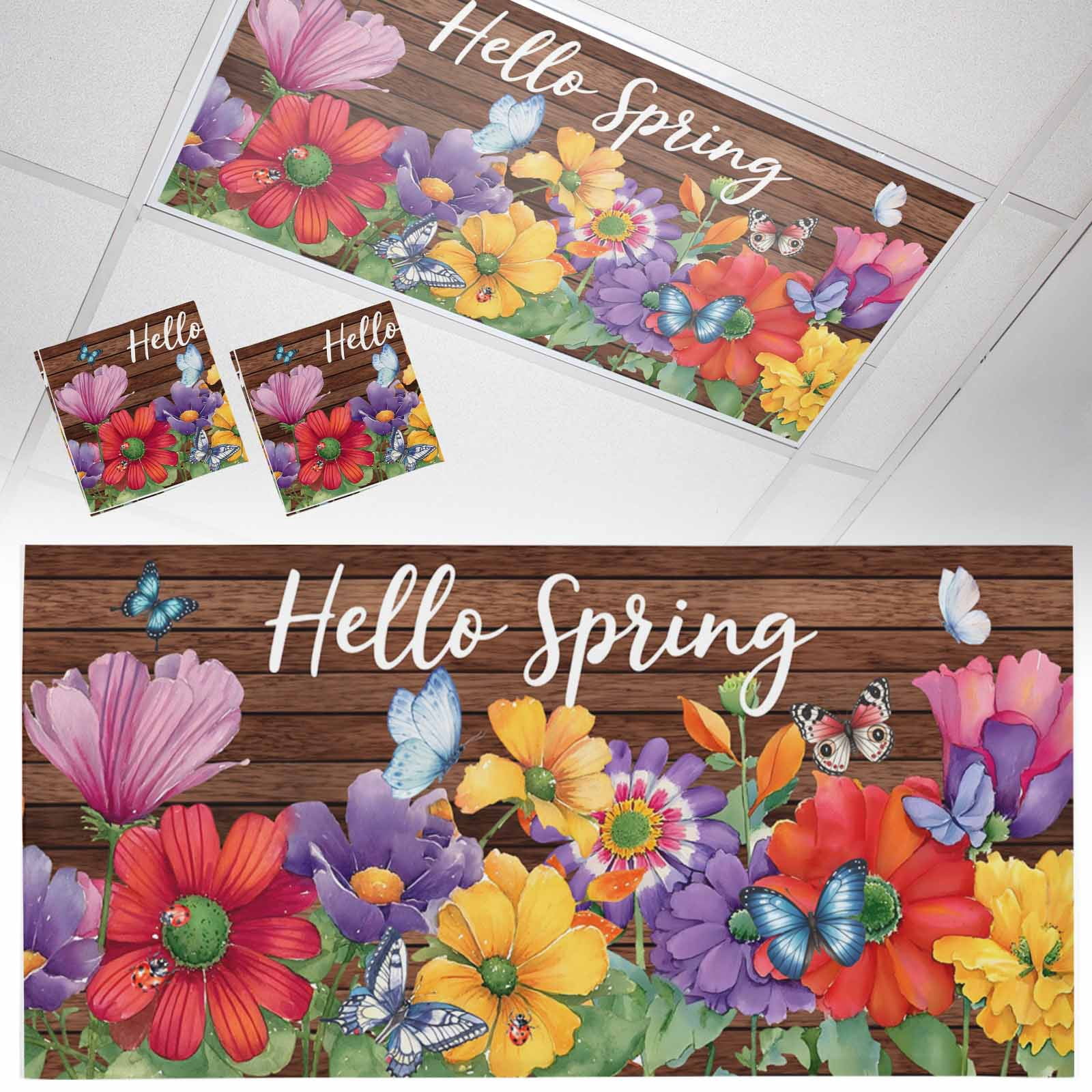 Hello Spring Fluorescent Light Covers Red Yellow Purple Flower ...