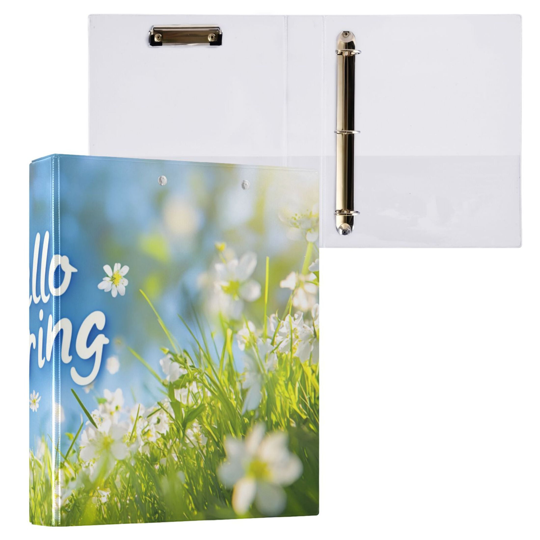 Hello Spring Fresh Grass Daisies Round Ring Binder 3 Rings 1.5 ...