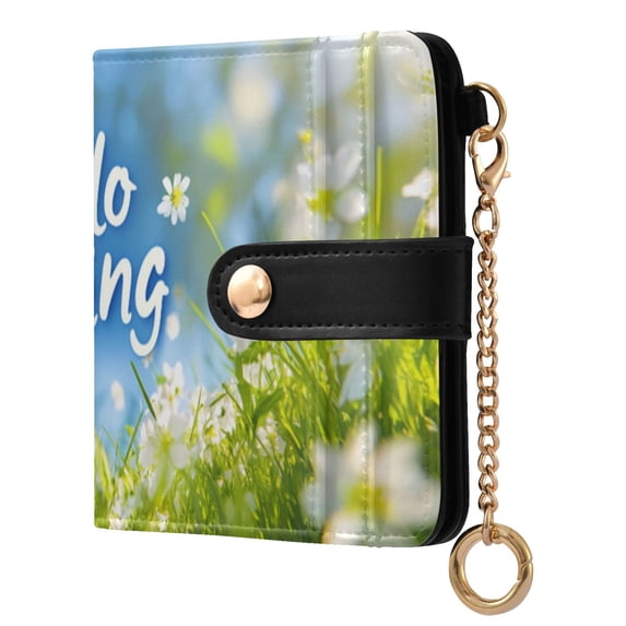 Hello Spring Fresh Grass Daisies Women's Wallet PU Leather Card Cases ...