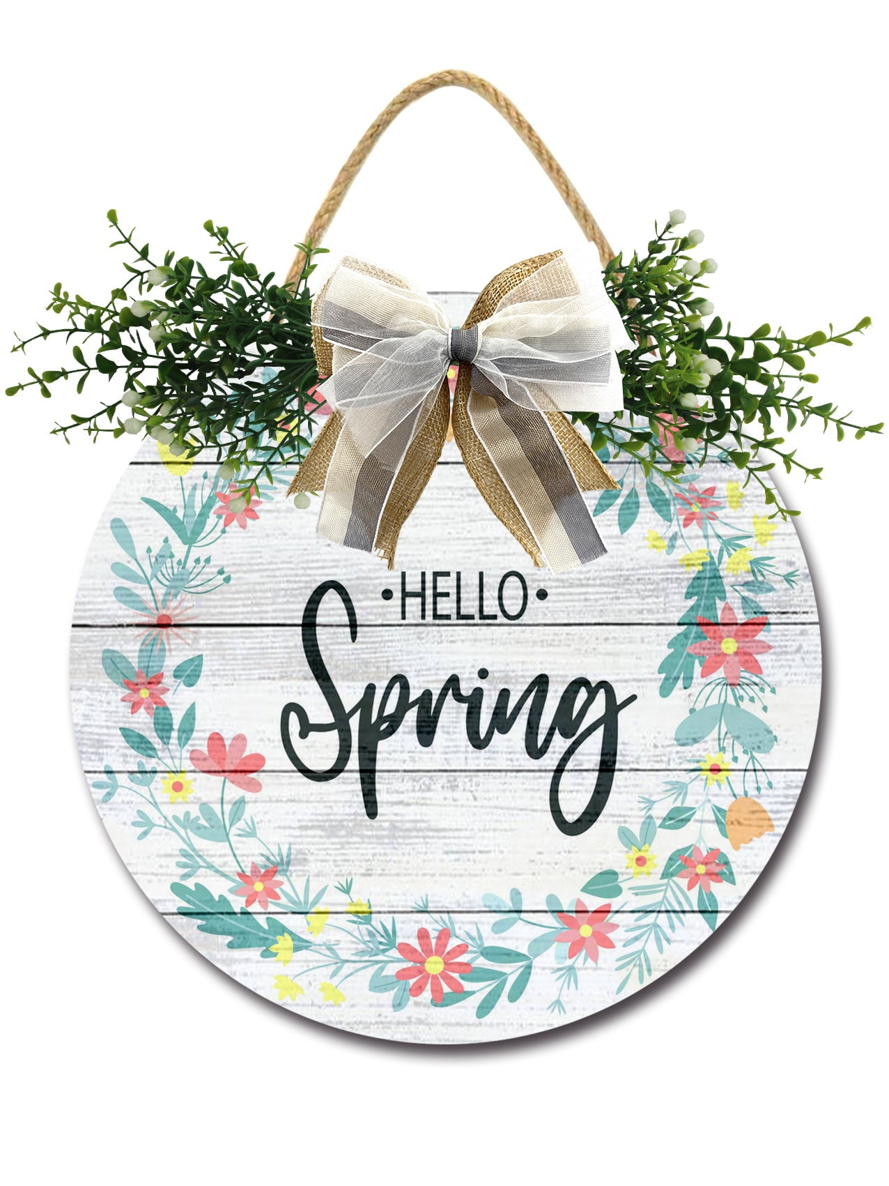 Hello Spring Front Door Sign Funny Wreaths Hanging Wooden Plaque ...