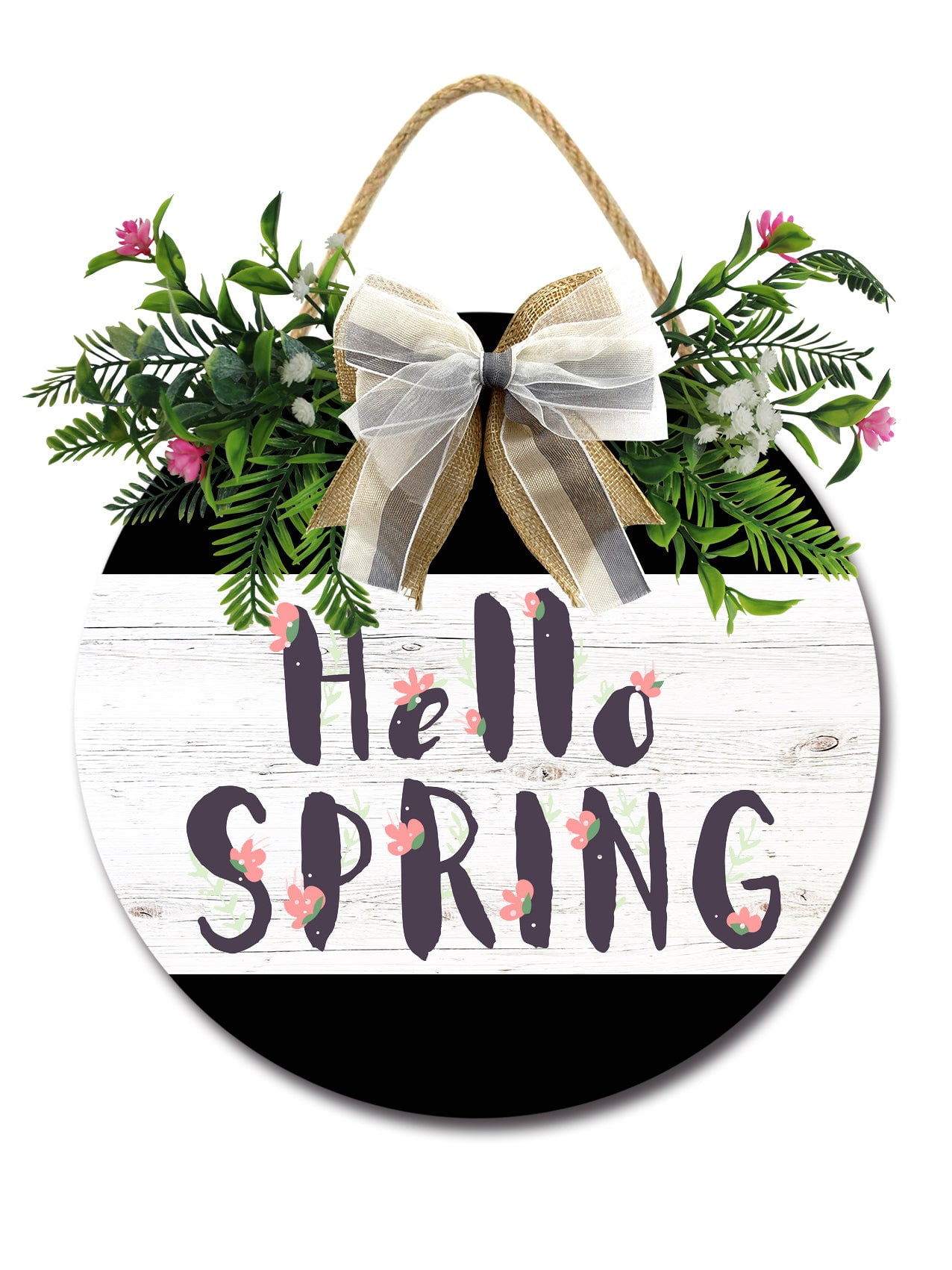Hello Spring Front Door Sign Funny Wreaths Hanging Wooden Plaque ...