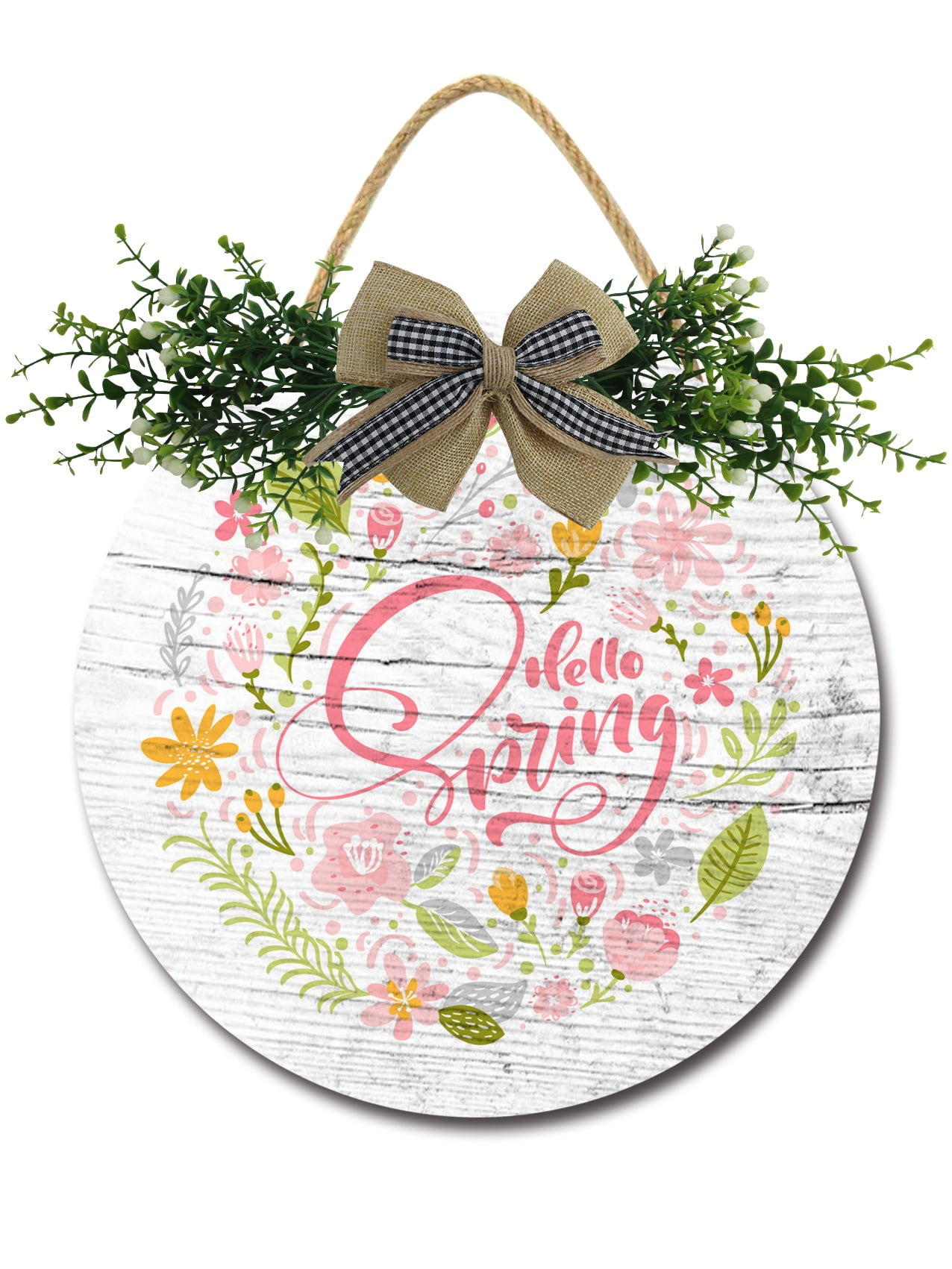Hello Spring Front Door Sign Funny Wreaths Hanging Wooden Plaque ...