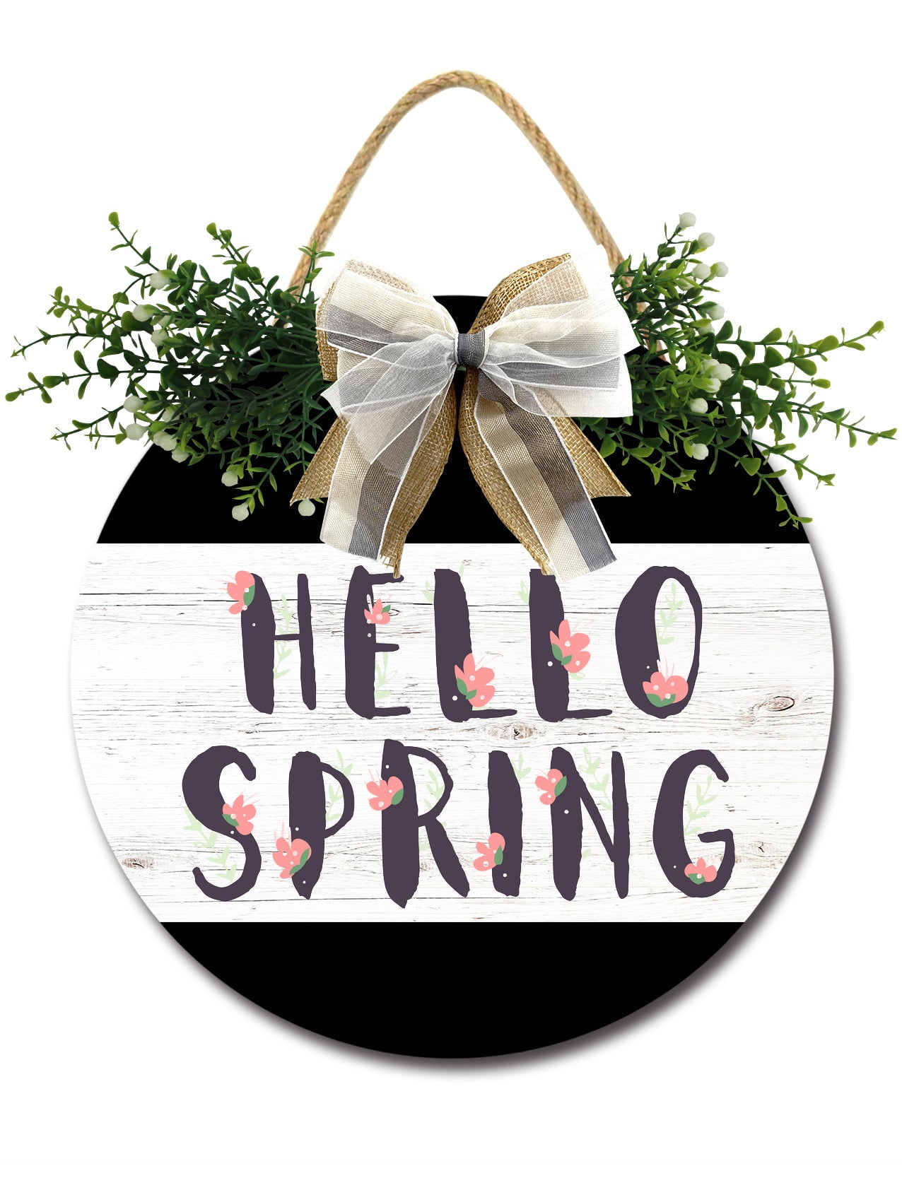 Hello Spring Front Door Sign Funny Wreaths Hanging Wooden Plaque ...
