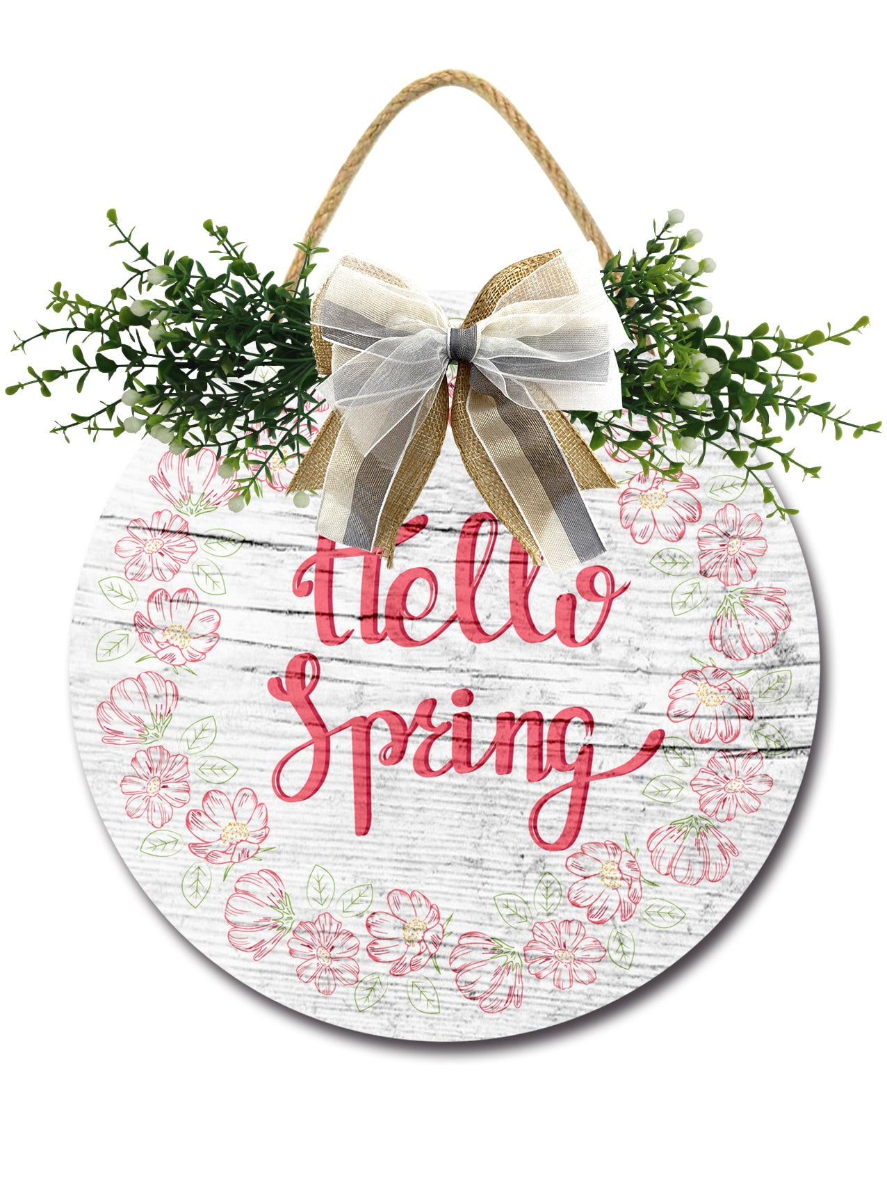 Hello Spring Front Door Sign Funny Wreaths Hanging Wooden Plaque ...