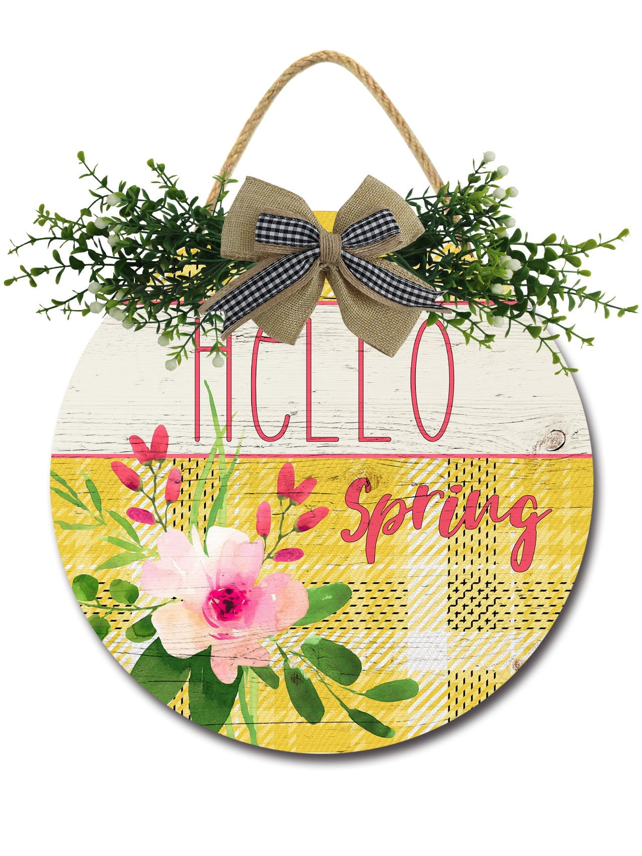 Hello Spring Front Door Sign Funny Wreaths Hanging Wooden Plaque ...