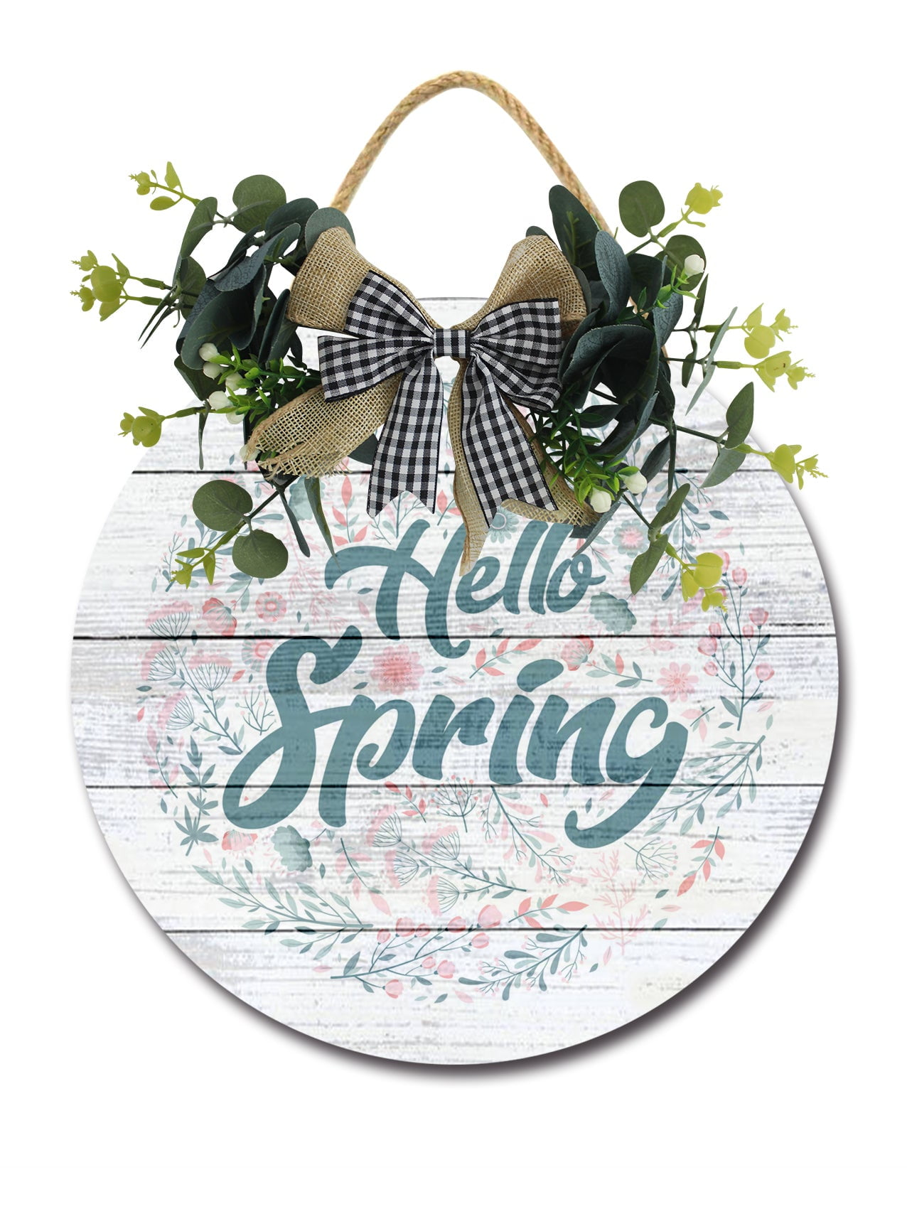 Hello Spring Front Door Sign Funny Wreaths Hanging Wooden Plaque ...
