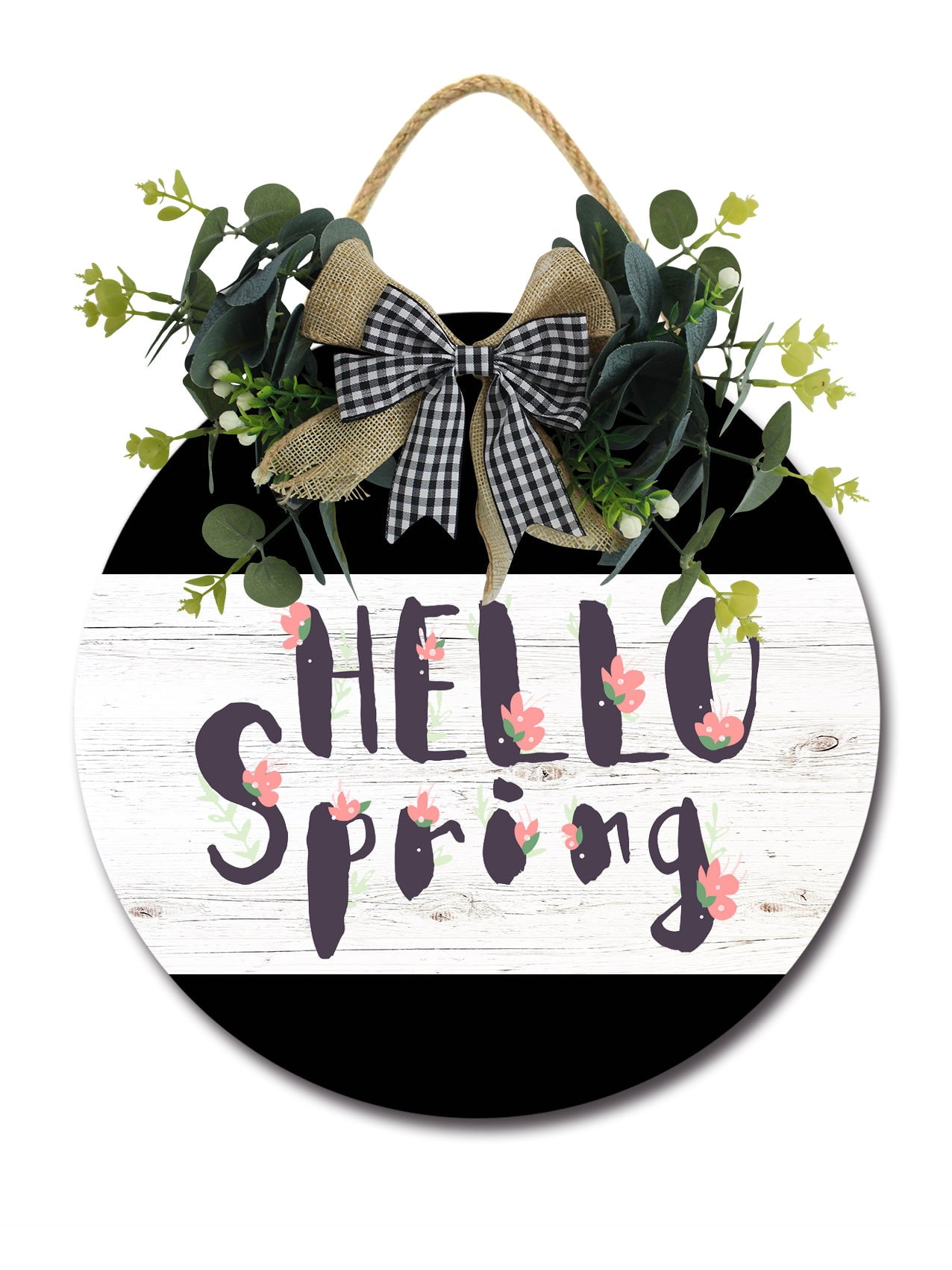 Hello Spring Front Door Sign Funny Wreaths Hanging Wooden Plaque ...