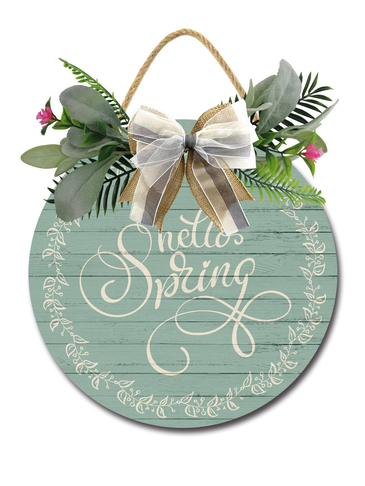 Hello Spring Front Door Sign Funny Wreaths Hanging Wooden Plaque ...