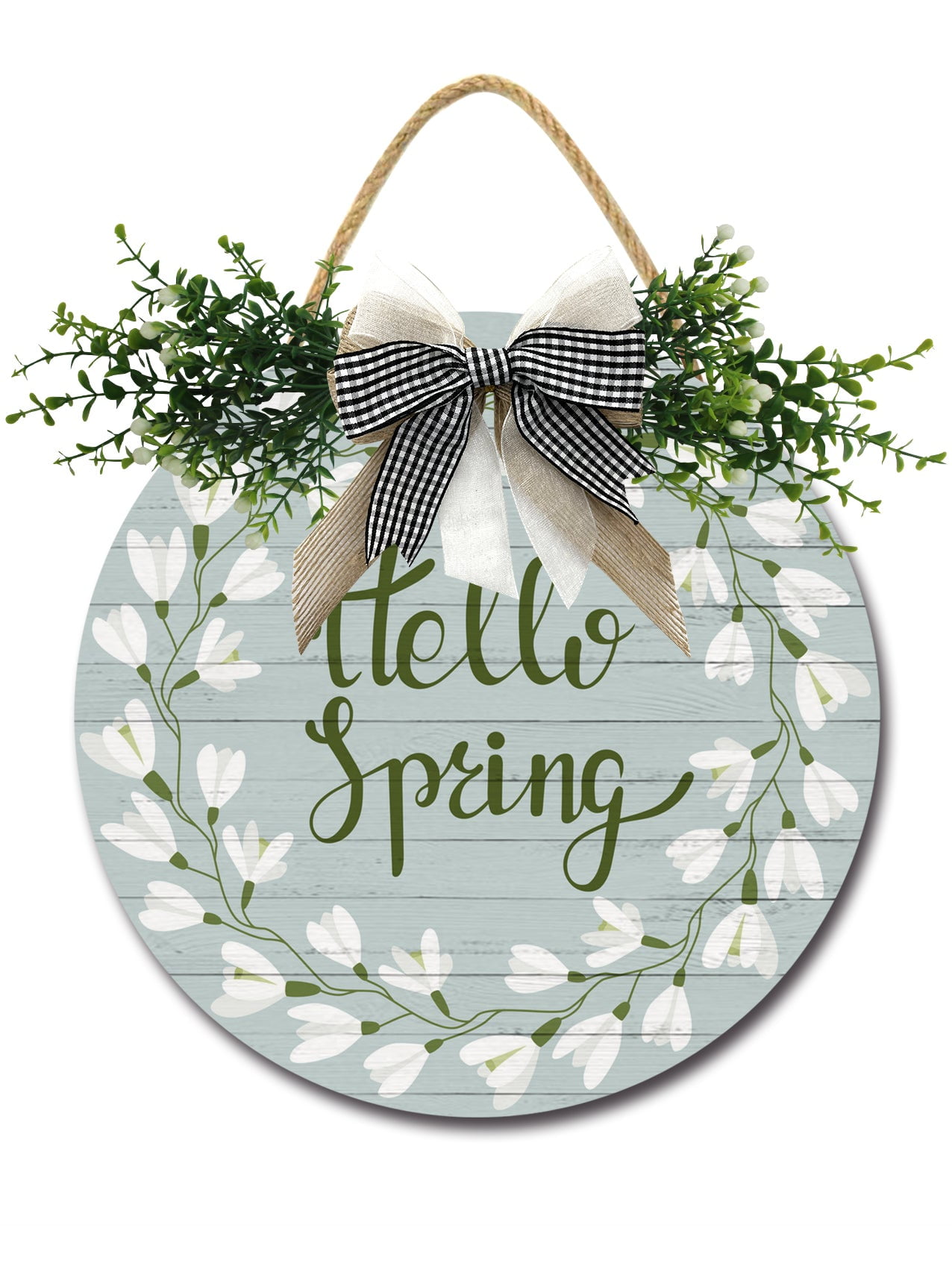 Hello Spring Front Door Sign Funny Wreaths Hanging Wooden Plaque ...
