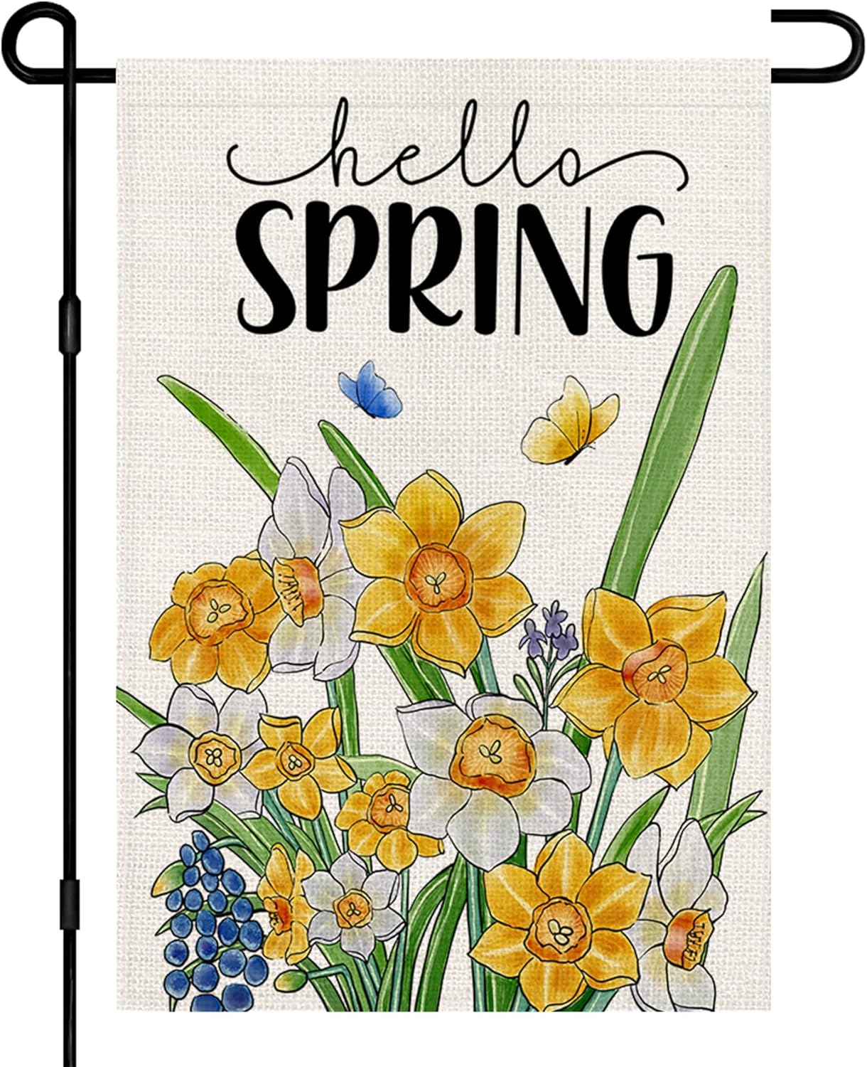 Hello Spring Garden Flag 12x18 Inch Double Sided Burlap, Seasonal ...