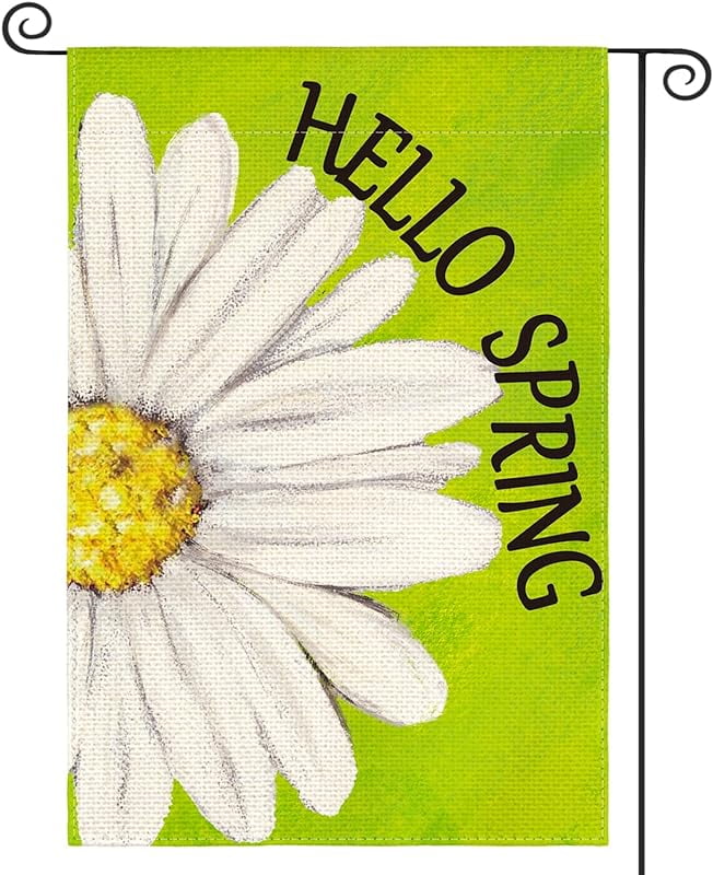 Hello Spring Garden Flag 12x18 Inch Double Sided Outside, Floral Daisy ...