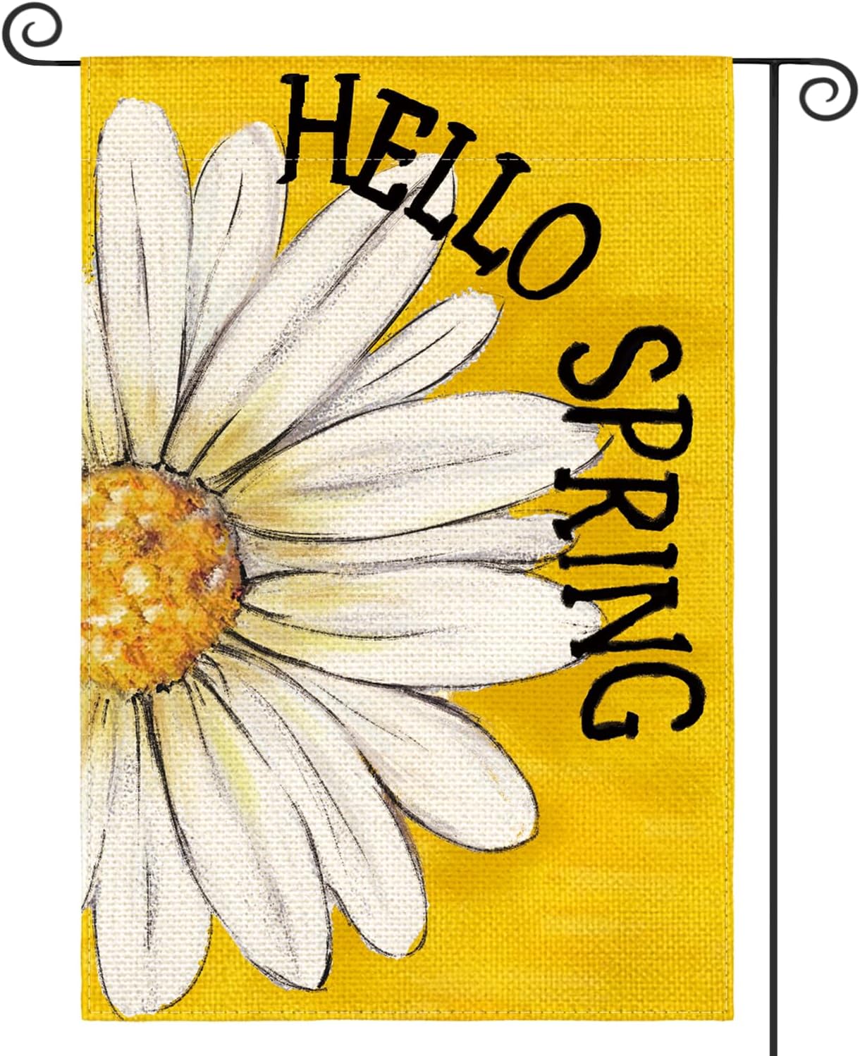 Hello Spring Garden Flag 12x18 Inch Double Sided Outside, Floral Daisy Yard Outdoor Flag Yellow ...