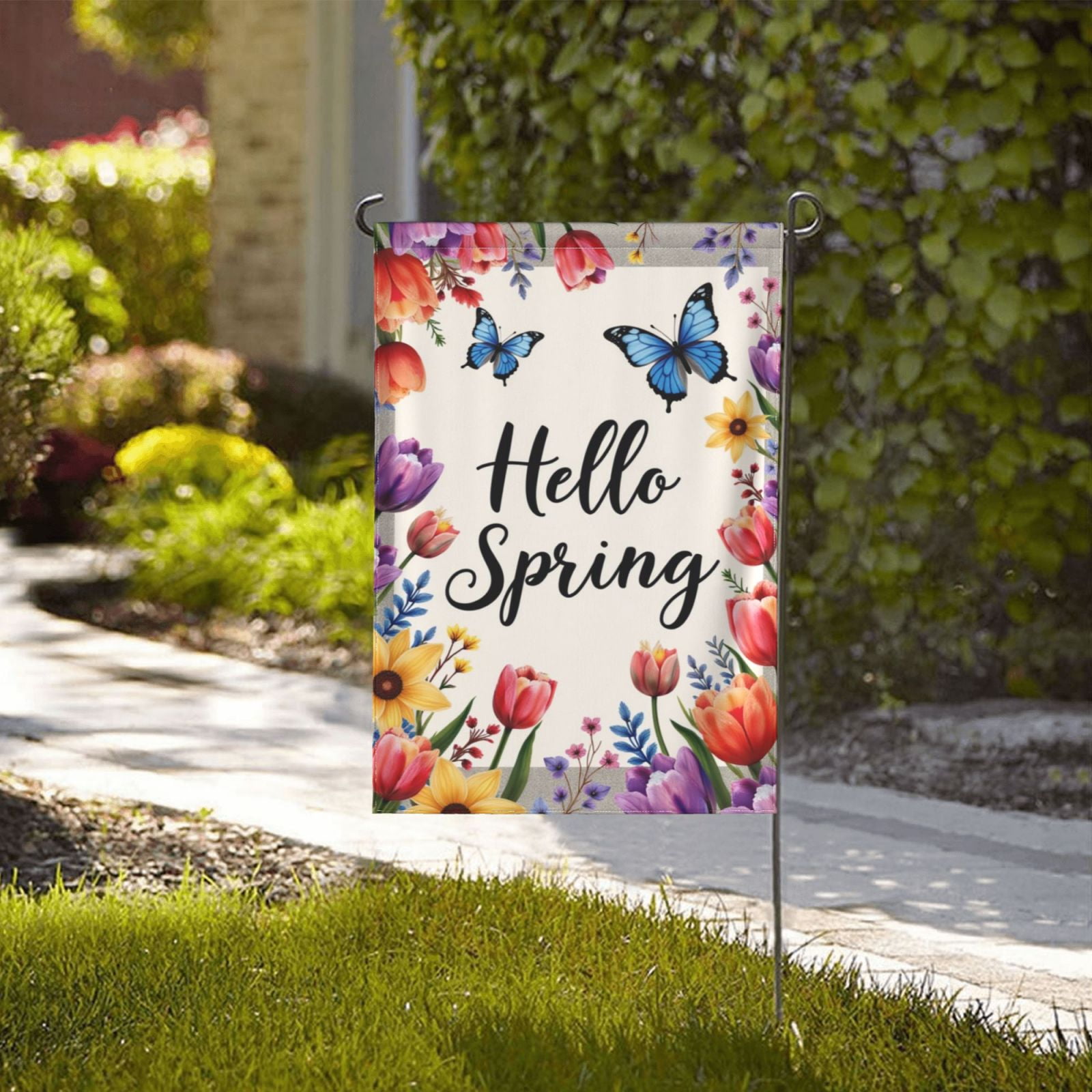 Hello Spring Garden Flag 12x18 Inch Double Sided Spring Flowers ...