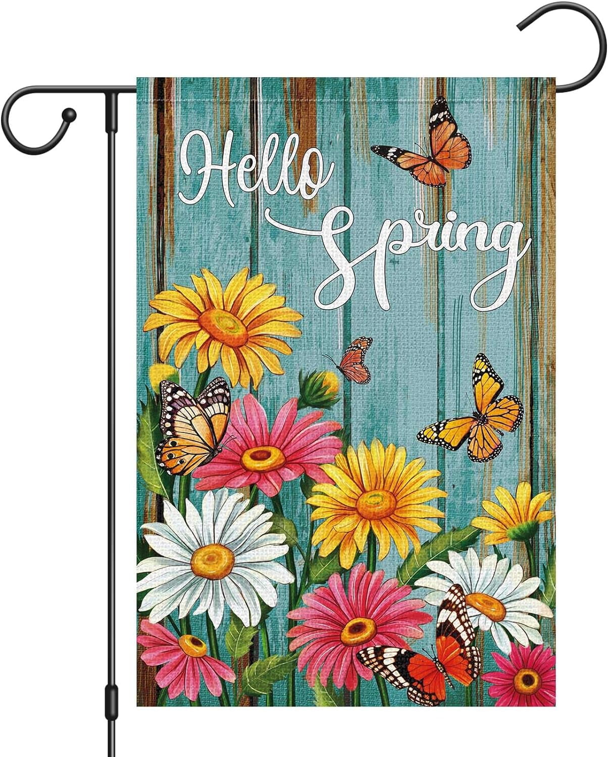 Hello Spring Garden Flag Spring Summer Daisy Garden Flags 12 x 18 Inch ...