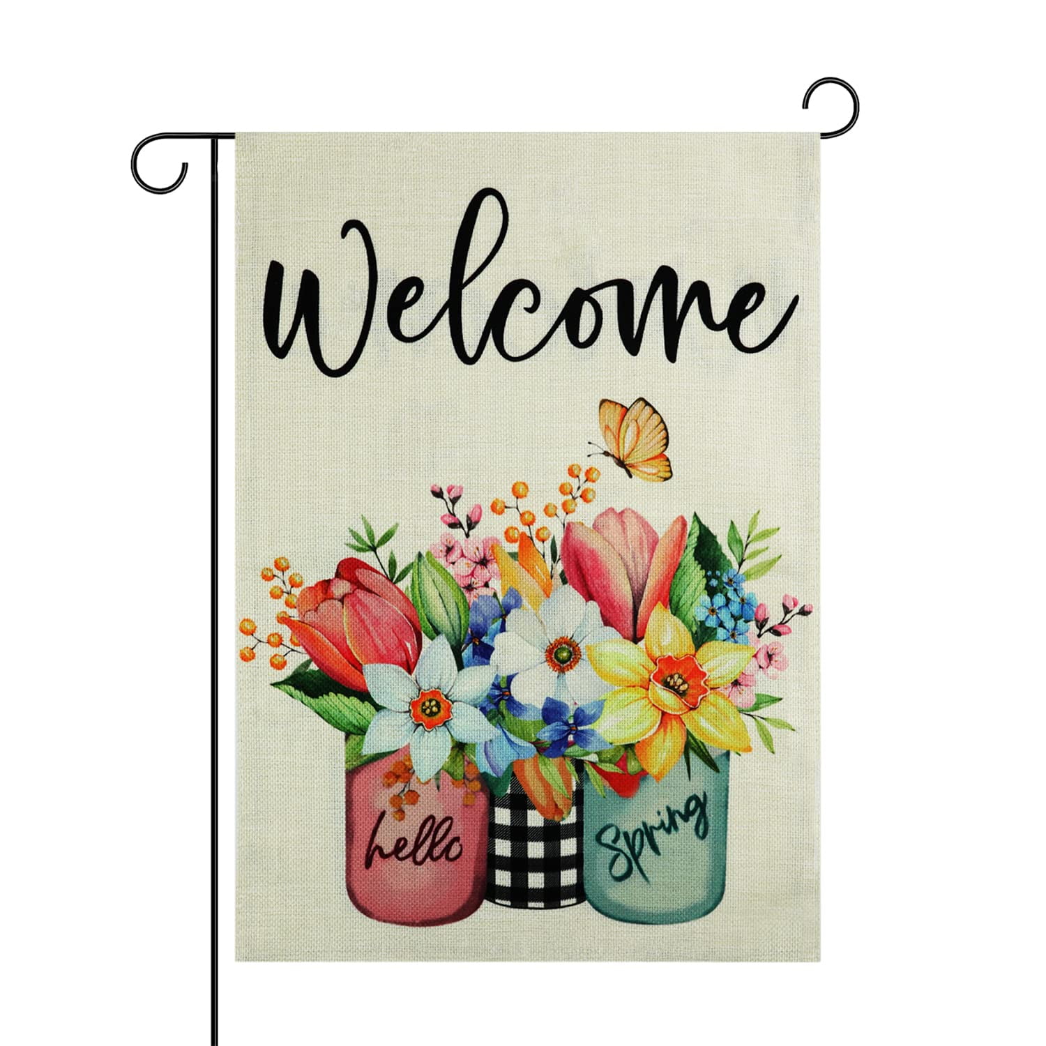 Hello Spring Garden Flag, Welcome Spring Yard Flags Double Sided ...