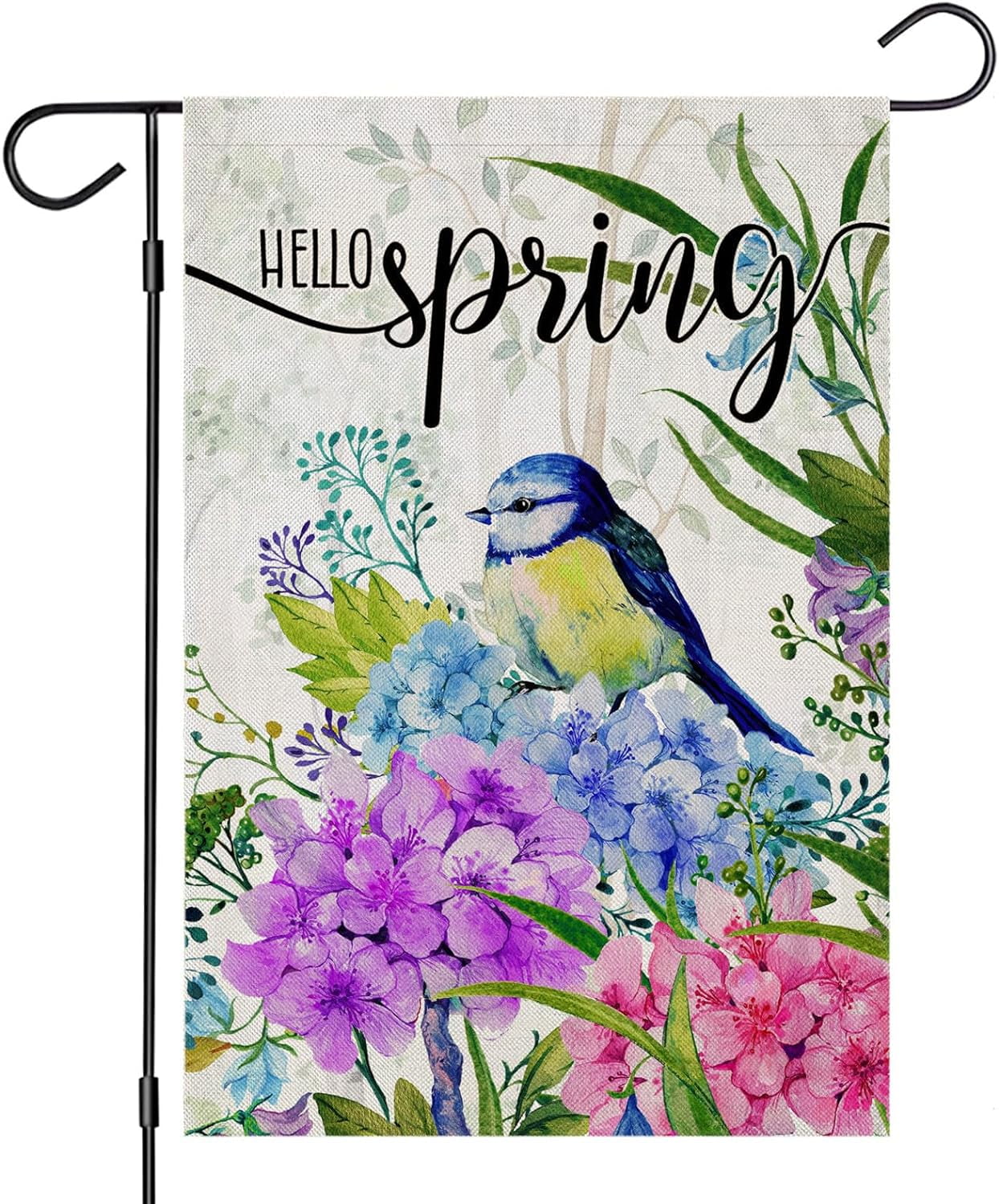 Hello Spring Garden Flags for Outside, Watercolor Hydrangeas Flowers ...