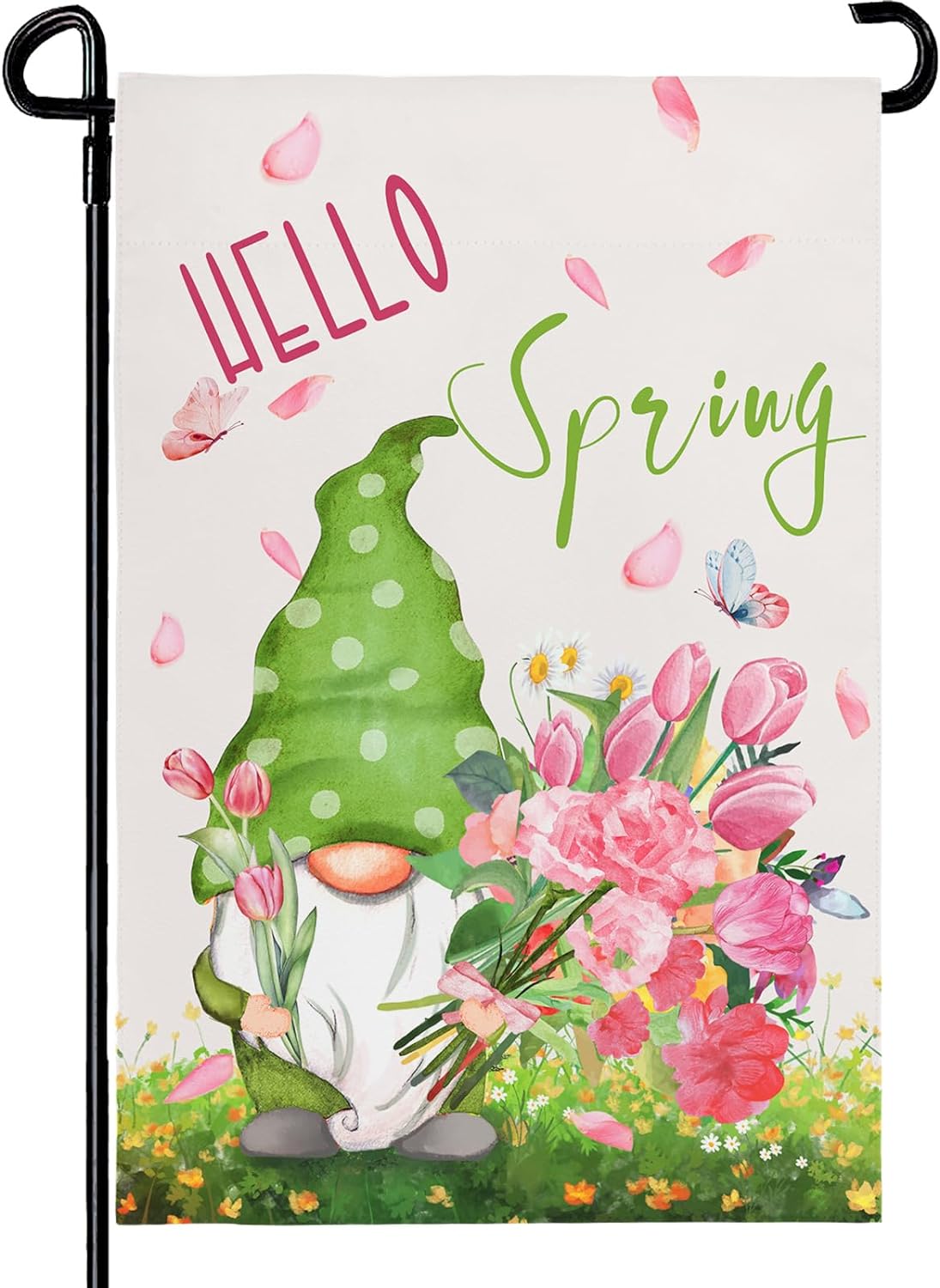 Hello Spring Gnome Garden Flags for OutsideDouble Sided Spring Flower ...
