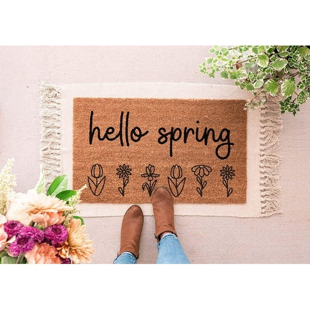 Hello Spring Mat, Spring Mat, Flower Mat, Flower Mat, Spring Decor ...