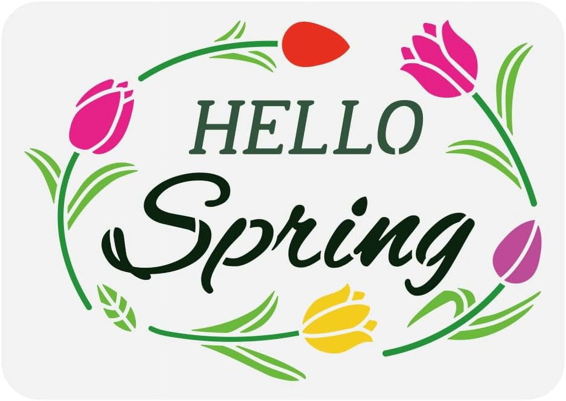 Hello Spring Painting Stencil 8.3x11.7inch Flowers Stencil for Painting ...